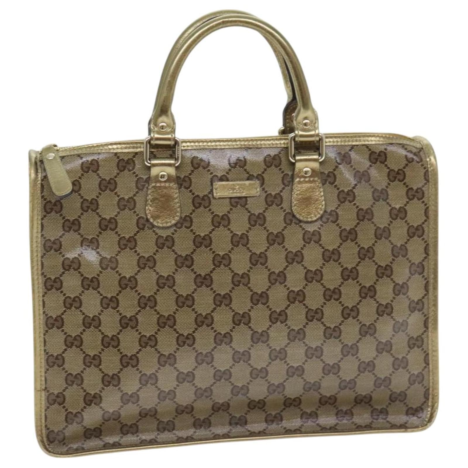 GUCCI GG Crystal Hand Bag Gold 190259 Auth 94009 Golden Cloth ref ...
