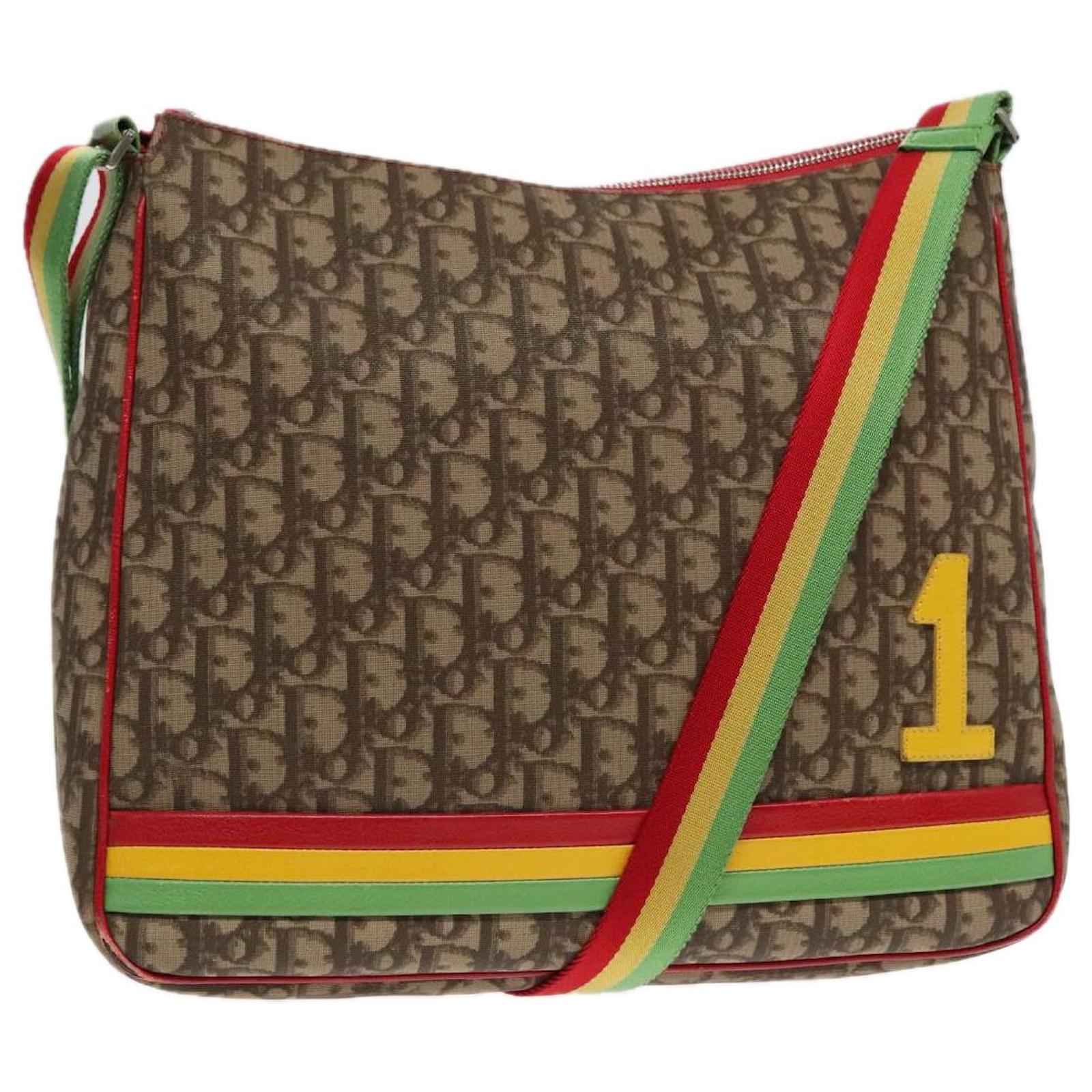 Christian Dior Trotter Canvas Shoulder Bag Rasta Color Beige Auth 94034 ...