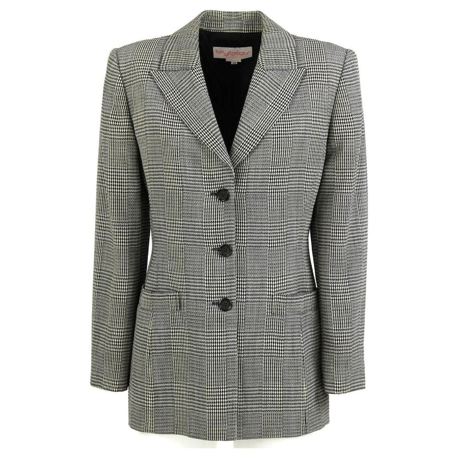 Byblos Prince of Wales Wool Blazer Black White Sand ref.1731754 - Joli ...
