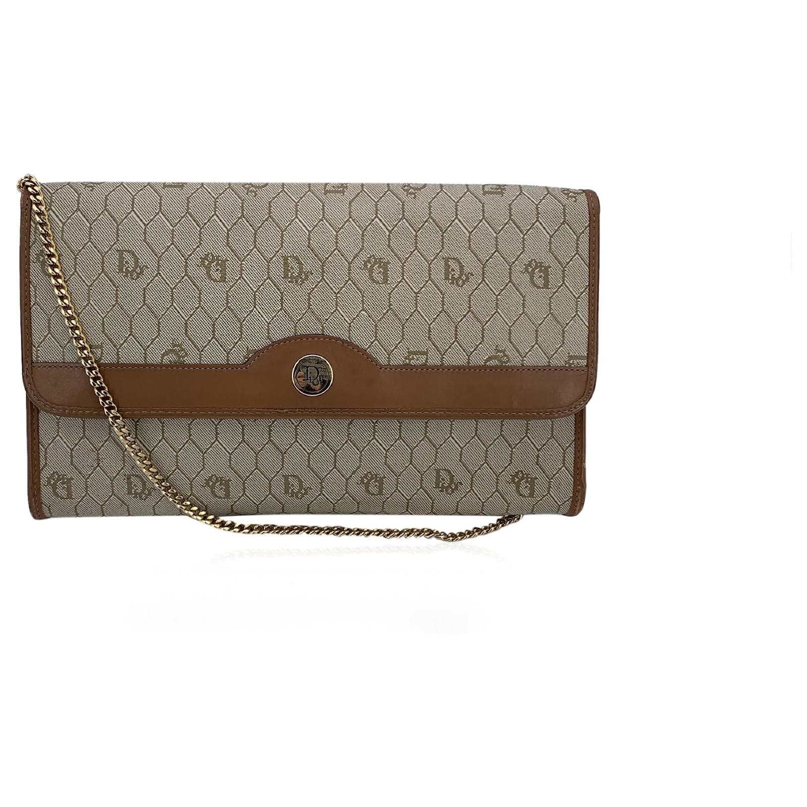 Diorissimo Dior Christian Vintage Beige Honeycomb Logo Canvas Shoulder ...