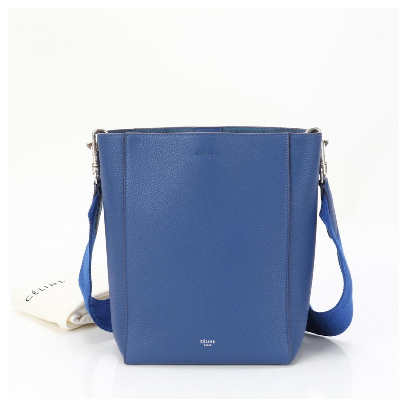 Céline Celine Sangle Baguette Small Leather Shoulder Bag Blue ref ...