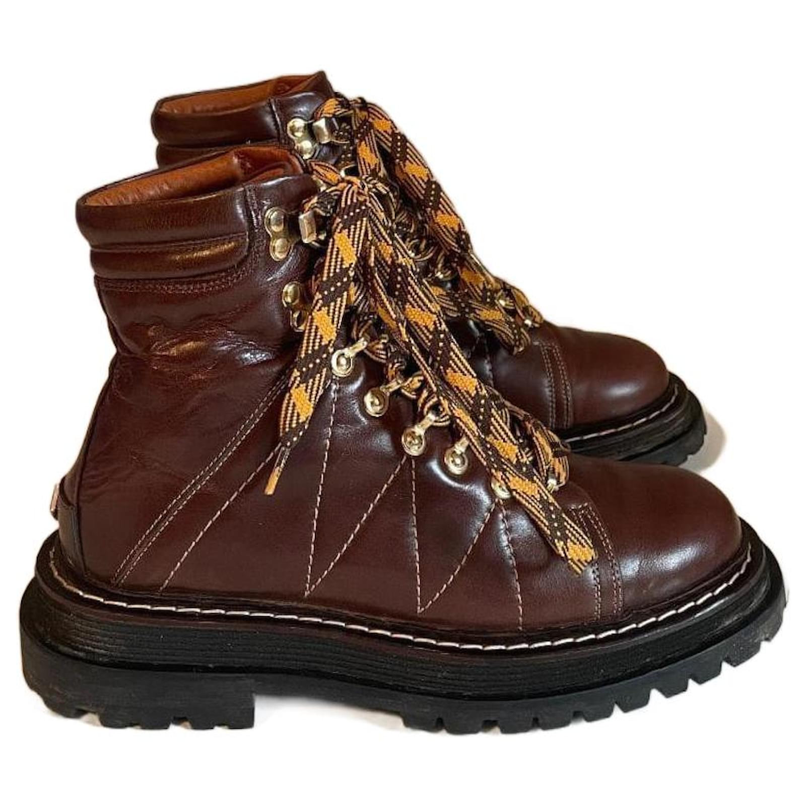 Sandro Boots Dark red Leather ref.1734188 - Joli Closet