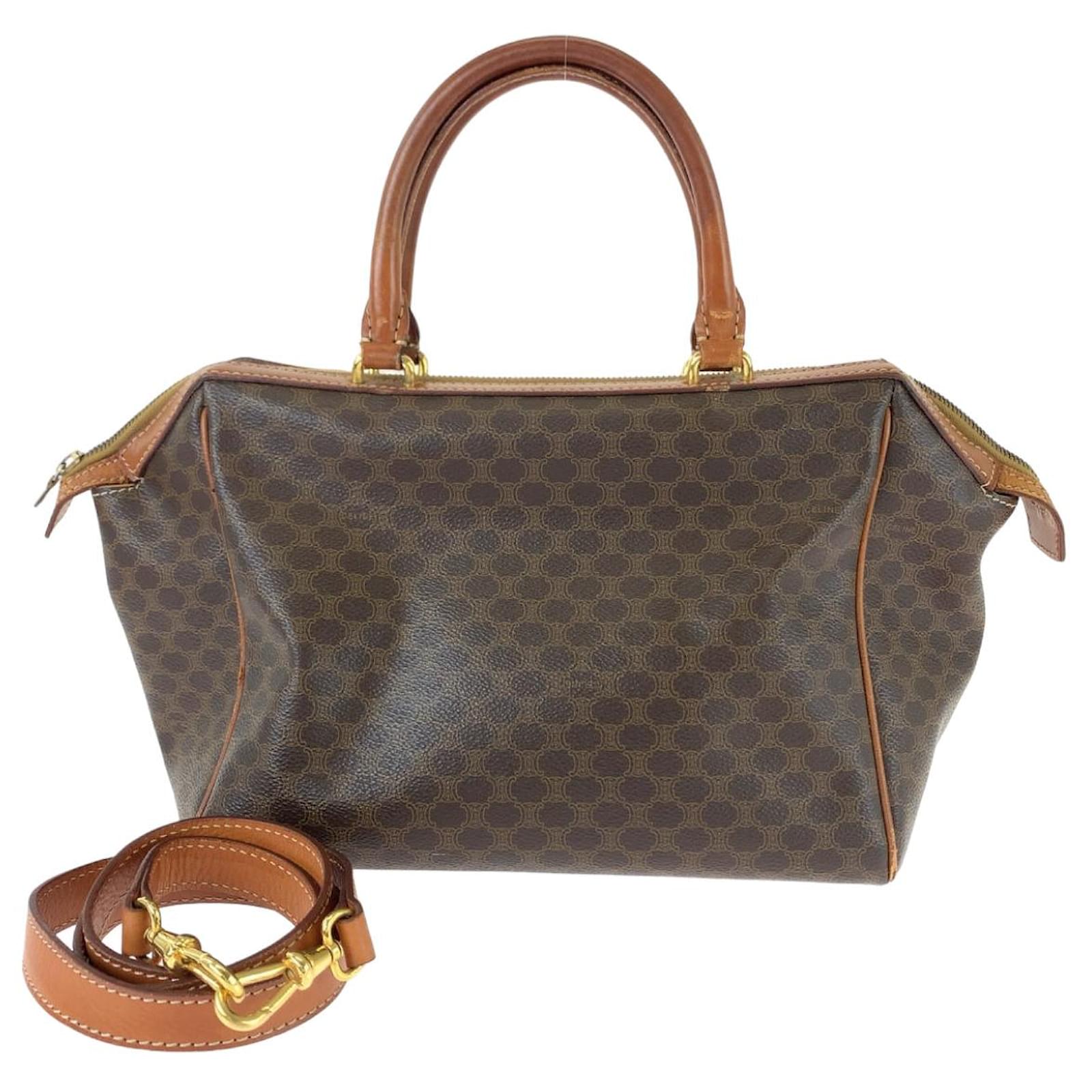 Céline Celine Vintage Leather Boston Bag M94 Brown ref.1734577 - Joli ...