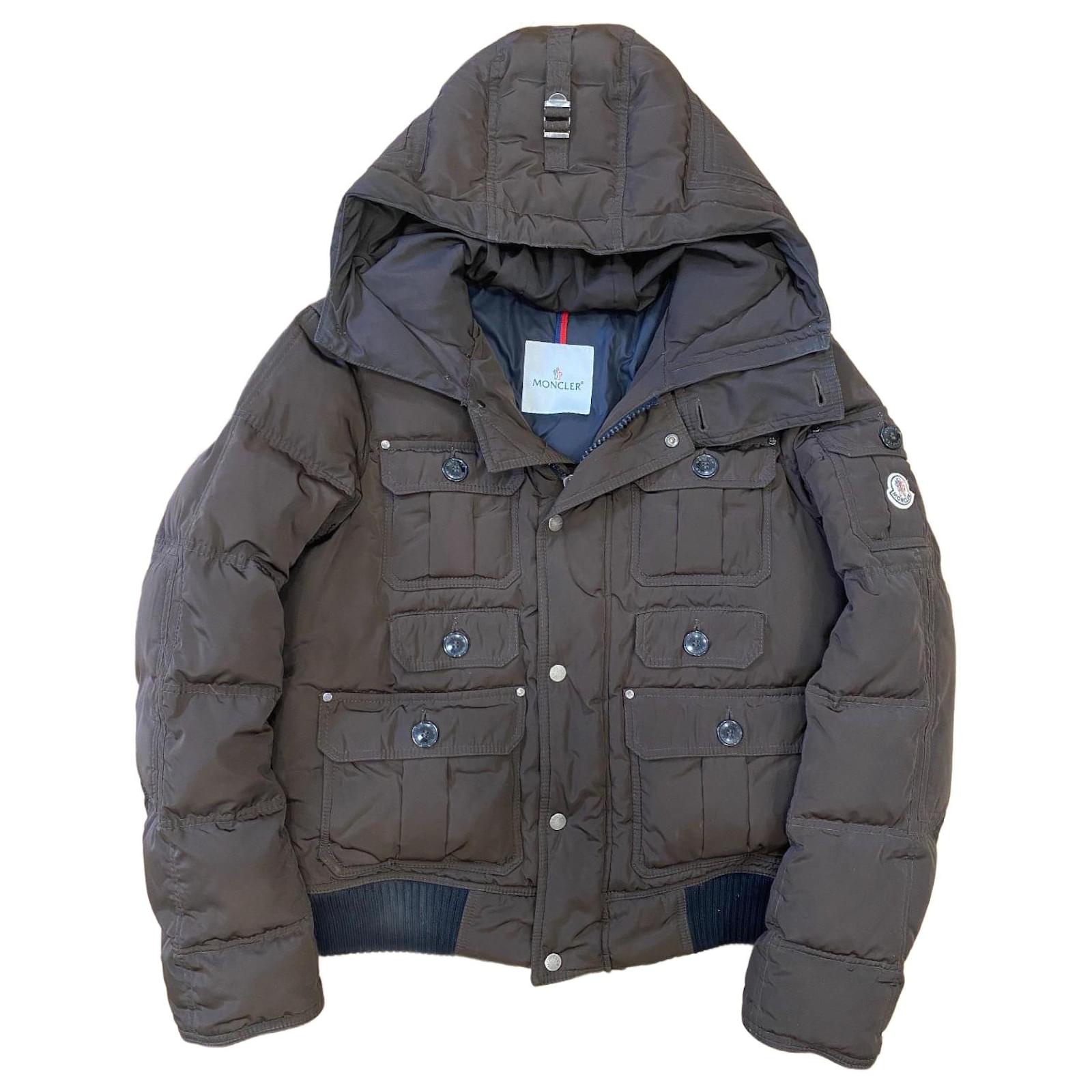Moncler Real Down Puffer Jacket Brown Dark brown Polyester ref.1734664 ...