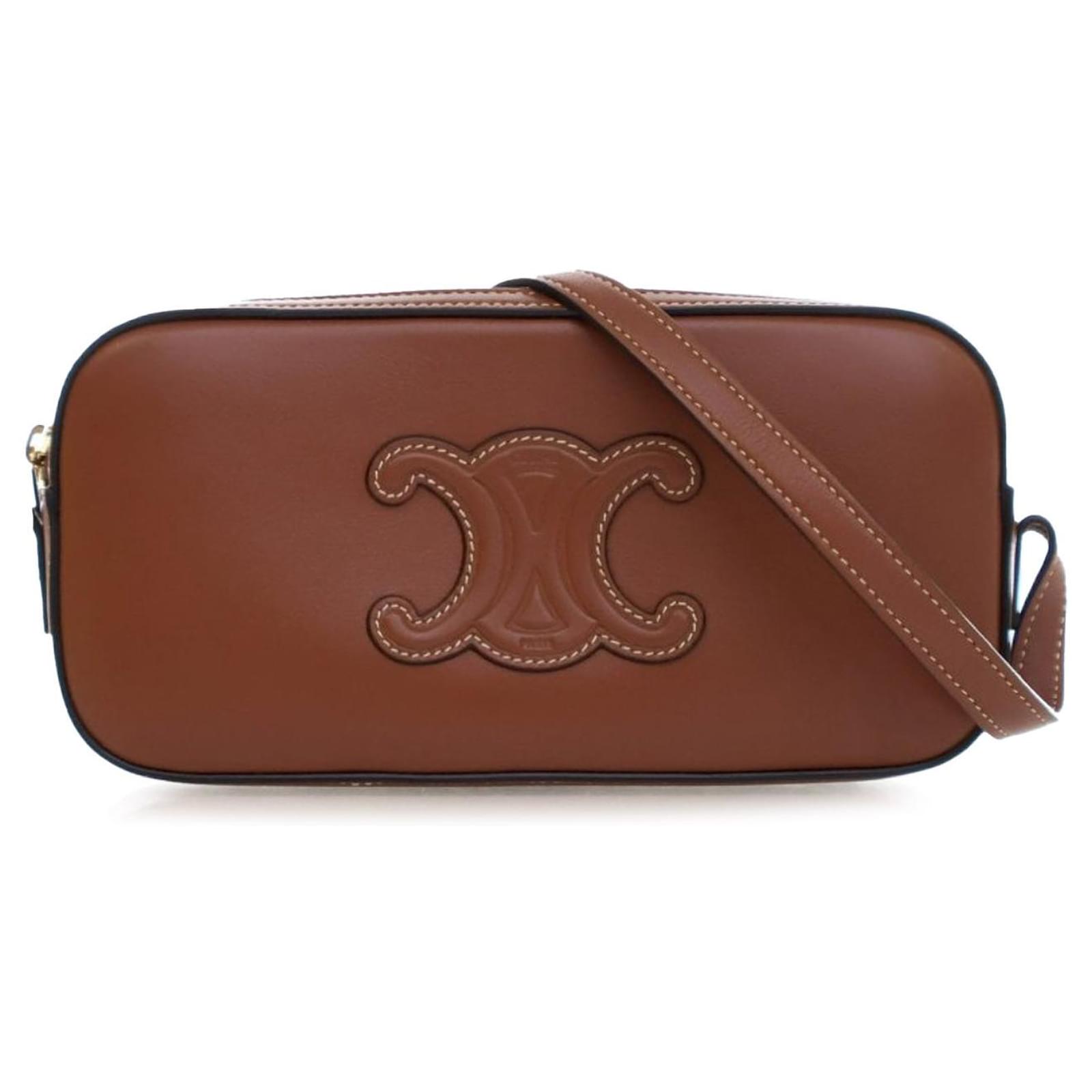 Céline Brown Celine Mini Triomphe Calfskin Camera Shoulder Bag Leather ...