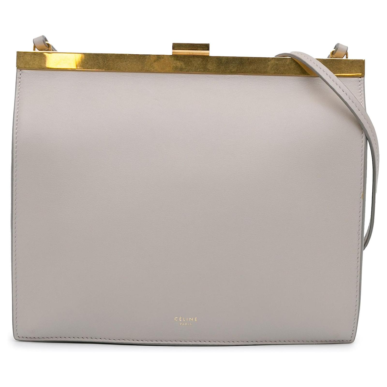 Céline Gray Celine Mini Smooth Calfskin Clasp Bag Leather ref.1735661 ...