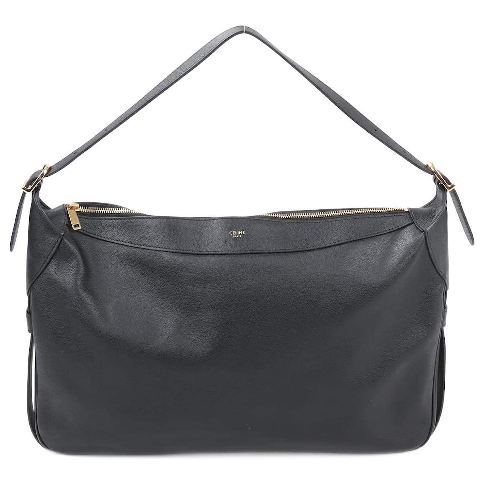 Céline CELINE Supple Calfskin Large Romy Shoulder Bag in Black Leather ...