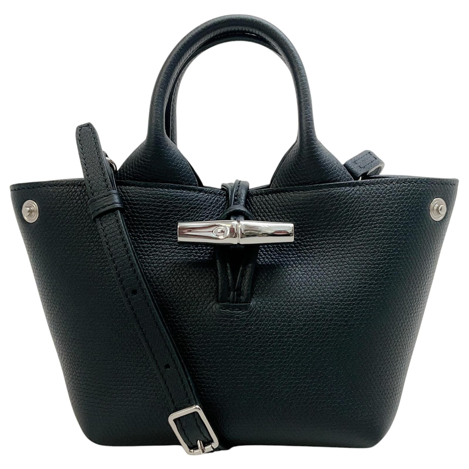 Longchamp Extra Small Black Leather Le Roseau Tote ref.1737802 - Joli ...