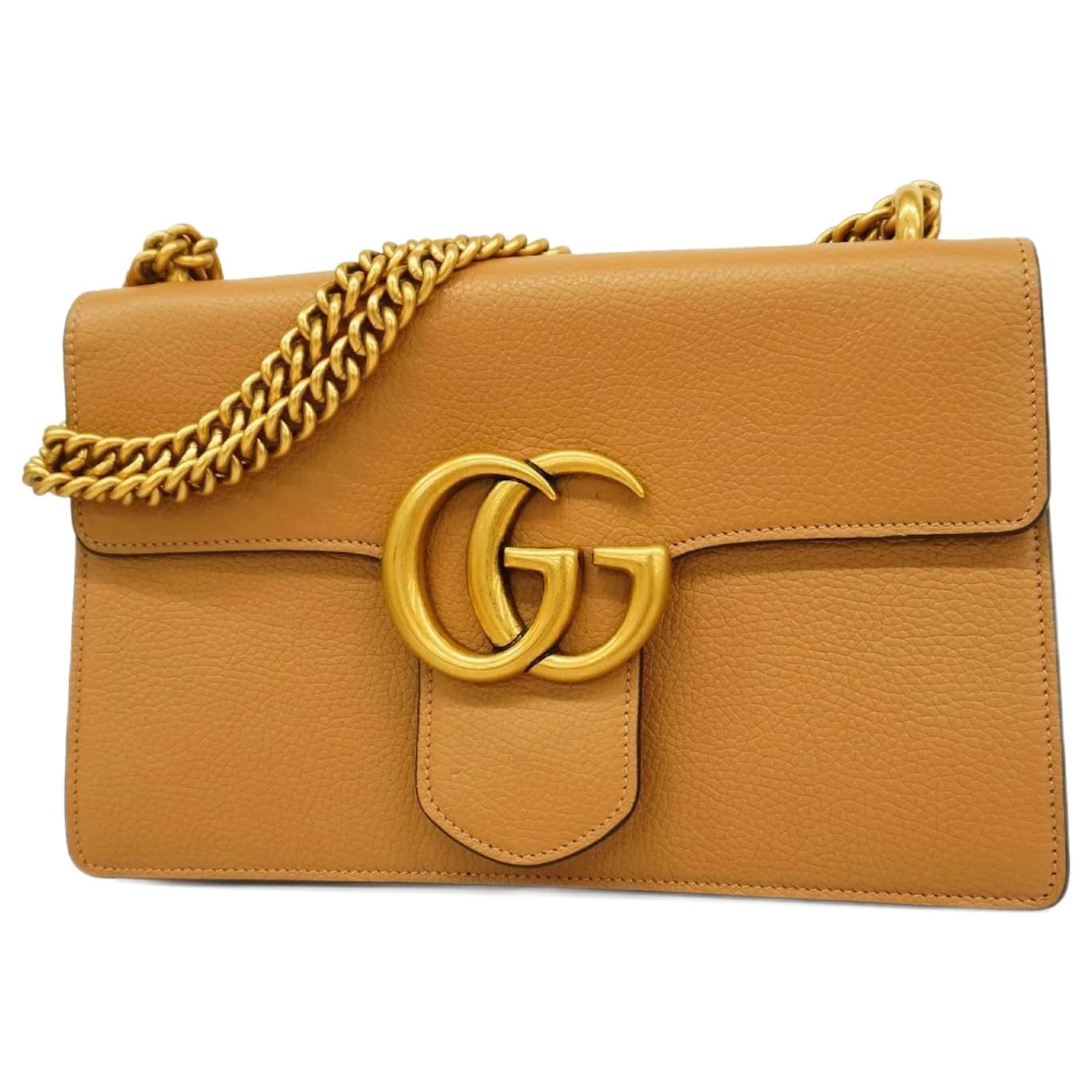Gucci GG Marmont Leather Shoulder Bag Beige ref.1746164 - Joli Closet