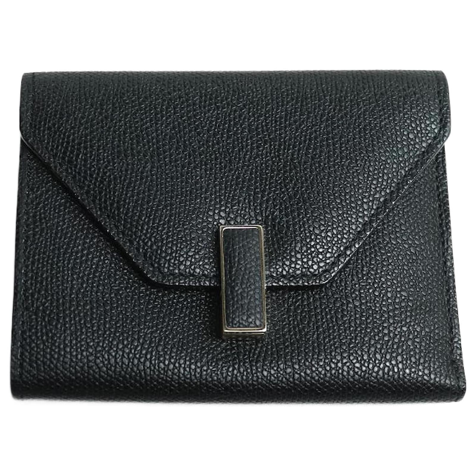 Valextra Iside Black Trifold Wallet Leather ref.1748170 - Joli Closet