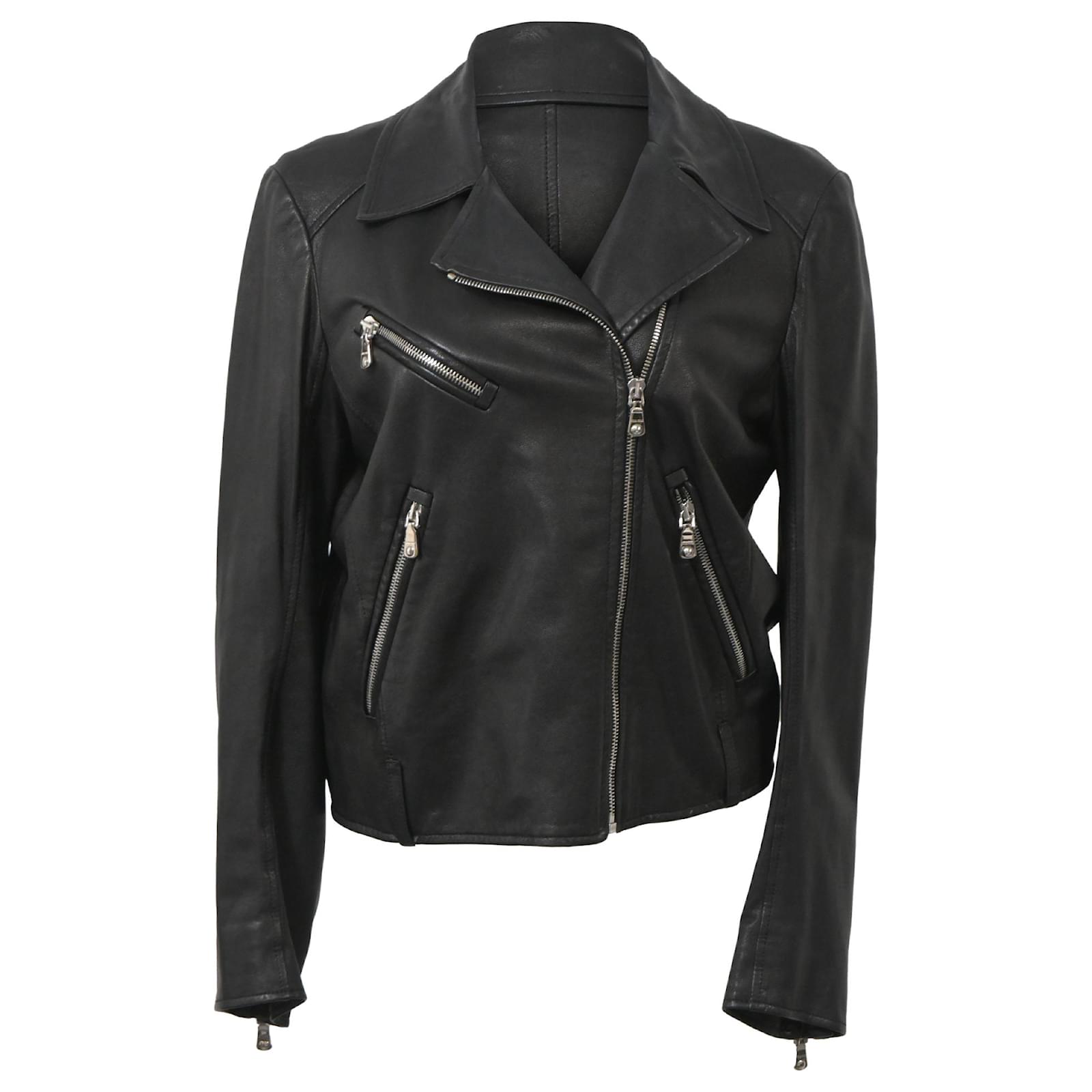 Miu Miu Zipped Biker Jacket in Black Leather ref.1748187 - Joli Closet