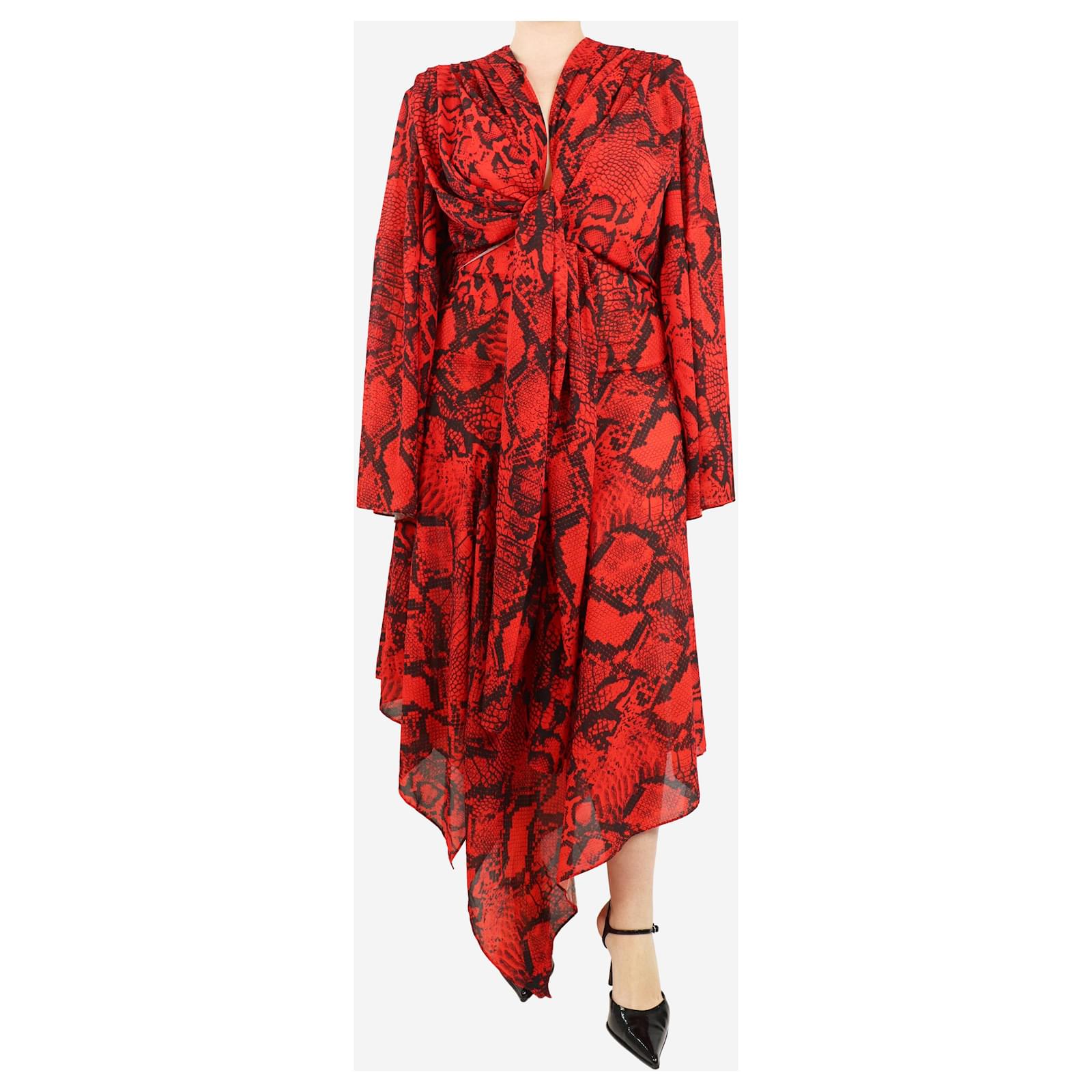 Solace London Red and black Nelli snake-print maxi dress - size UK 12 ...