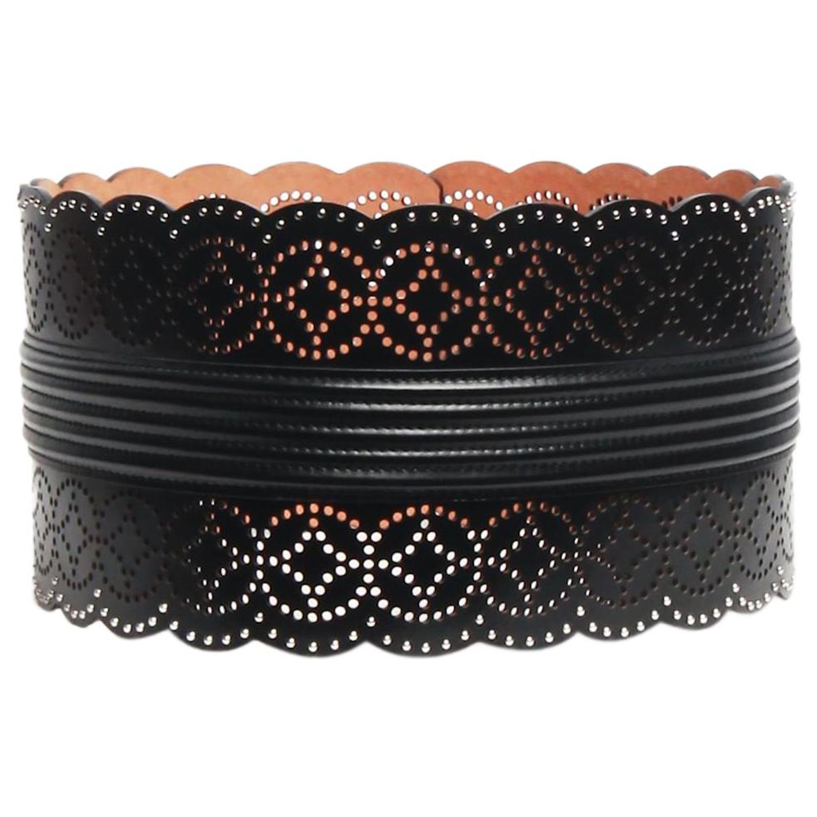 Alaïa Black embellished laser cut-out bustier belt Leather ref.1748313 ...