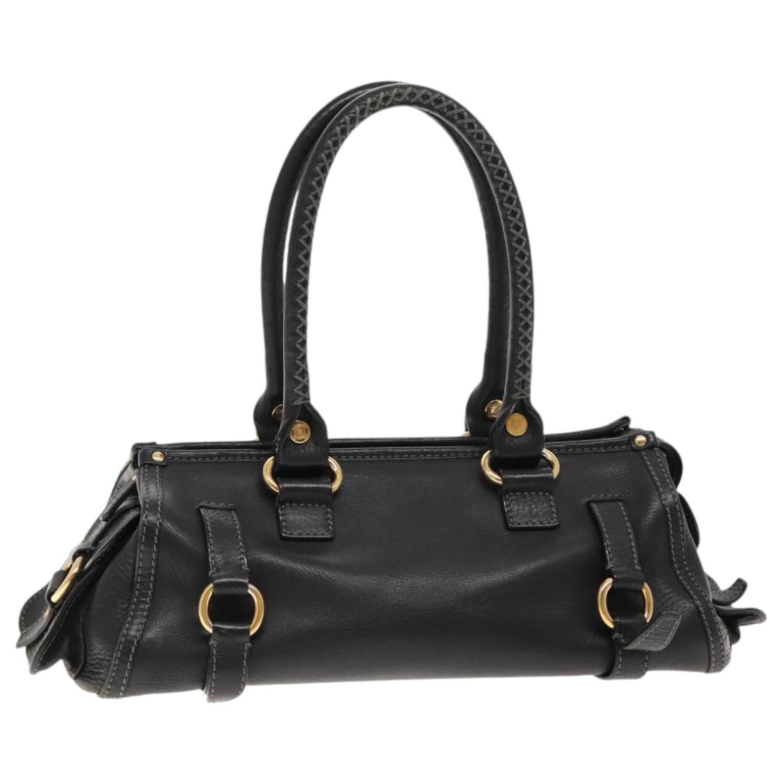 Céline CELINE Hand Bag Leather Black Gold Auth bs18766 Golden ref ...