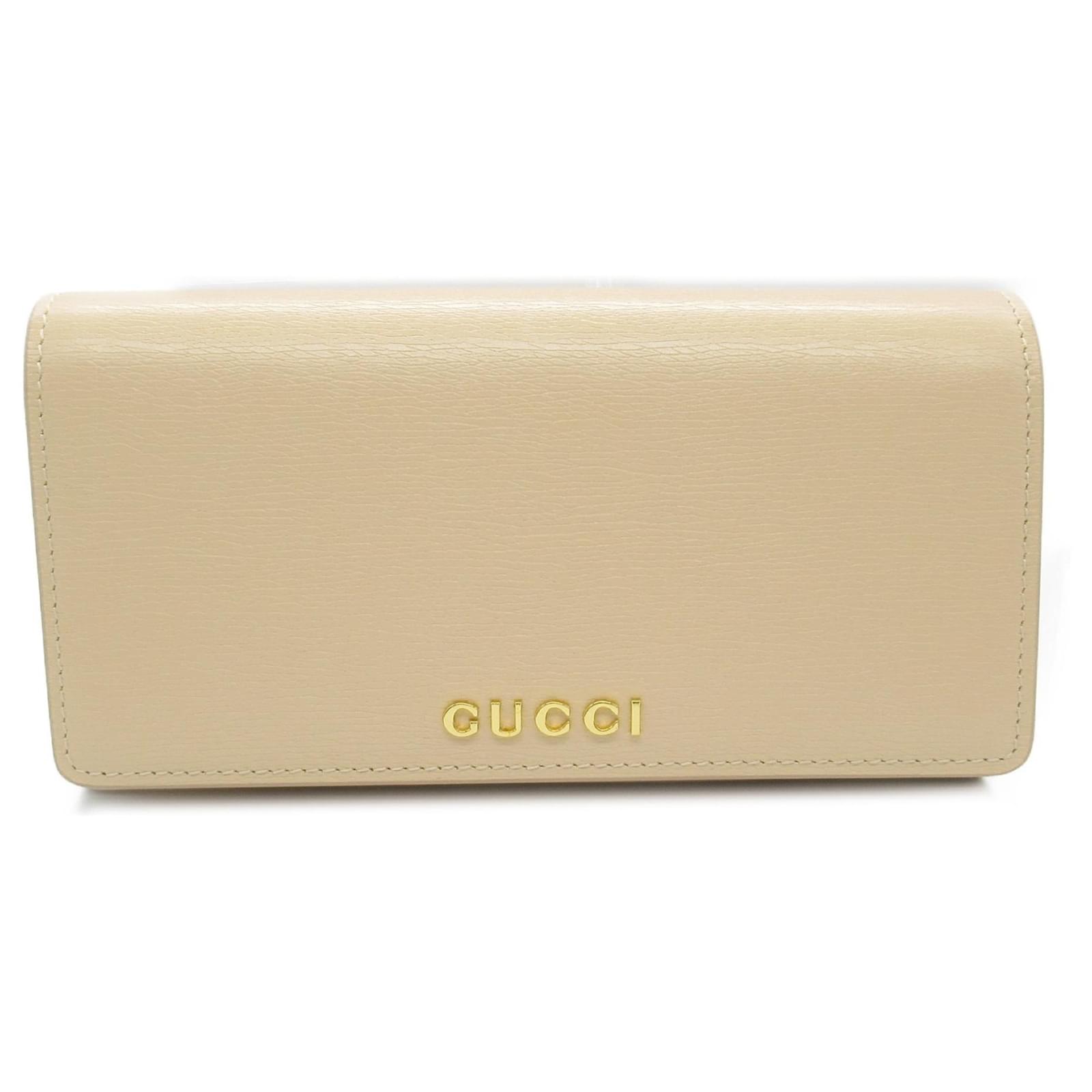 Gucci Bi-Fold Long Wallet in Beige Calfskin Leather ref.1750512 - Joli ...