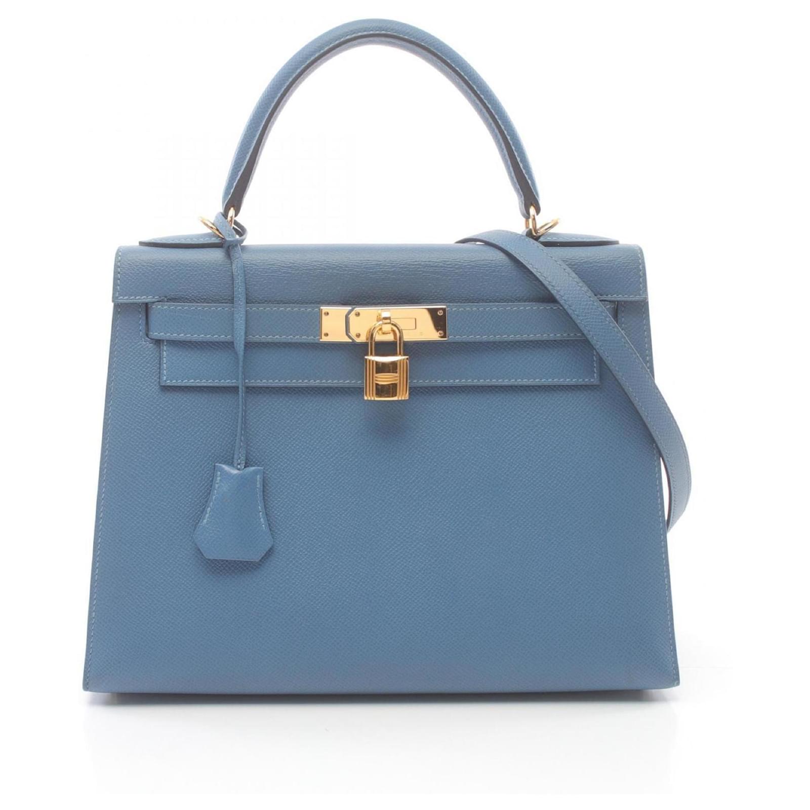 Hermès Hermes Kelly 28 Handbag in Azur Blue Leather ref.1750765 - Joli ...