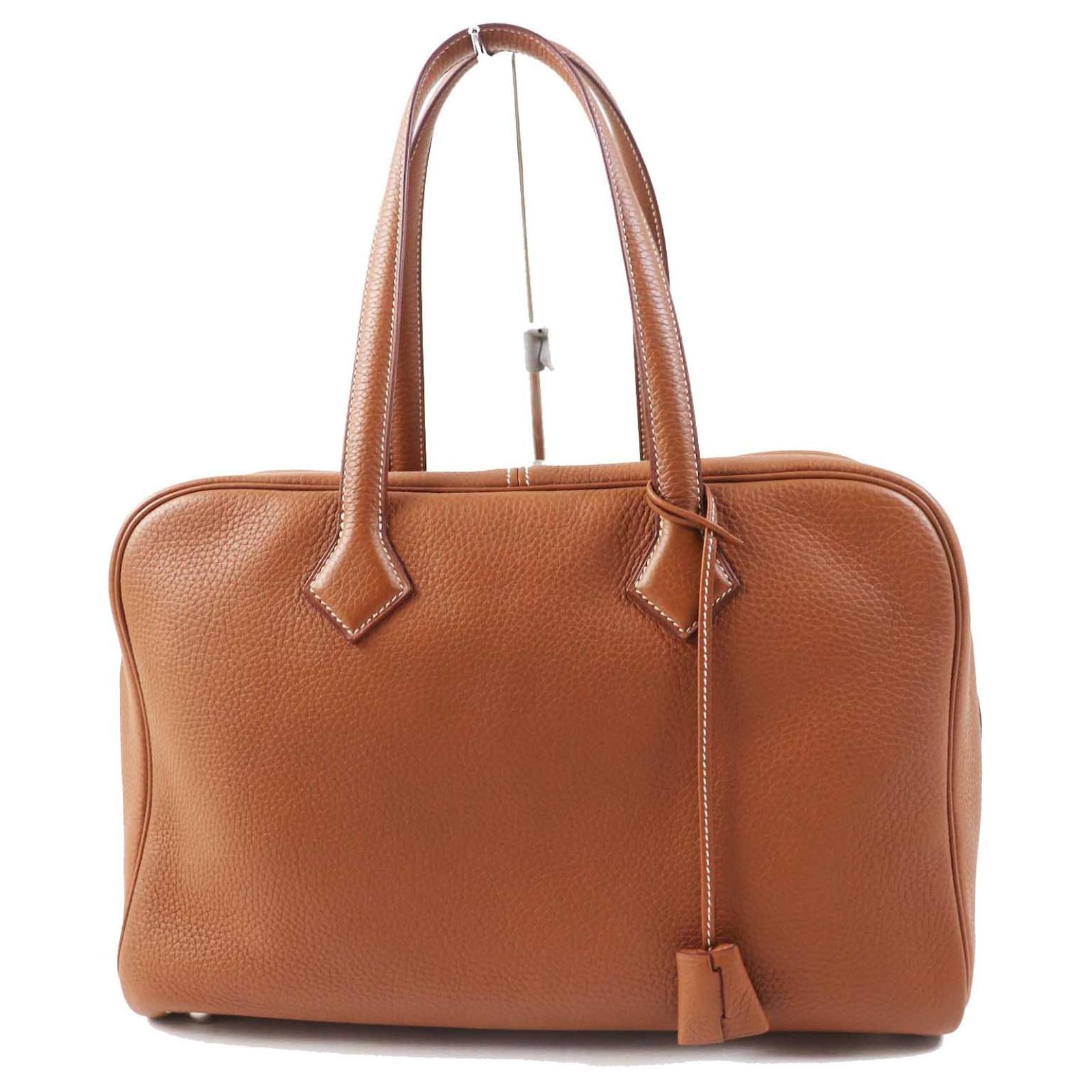 Hermès Hermes Victoria Clemence Boston Bag Golden Metallic Leather ref ...