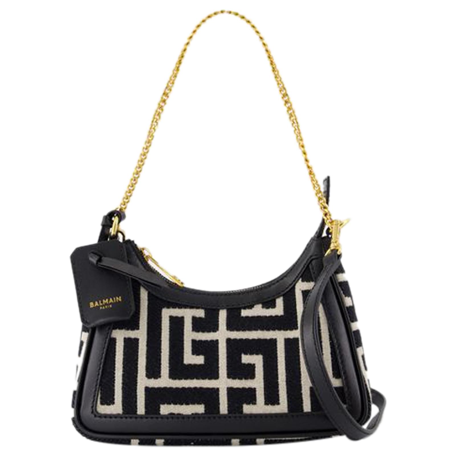 B-Army Shoulder Bag - Balmain - Cotton - Ivory/Black ref.1752093 - Joli ...