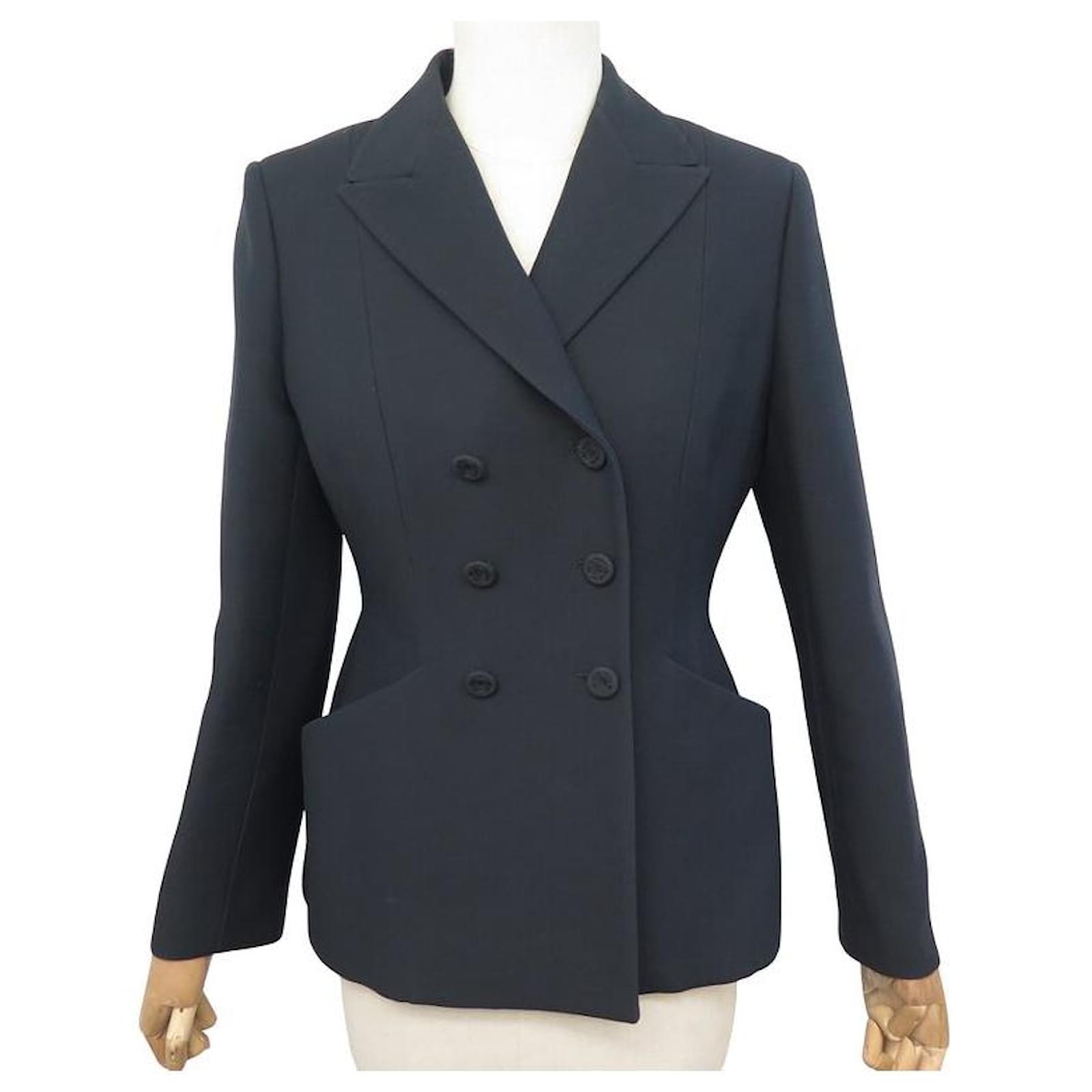Christian Dior NINE DIOR TAILORED JACKET DOUBLE-BREASTED 7A21200A1166 M 38 COAT Navy blue Wool ...