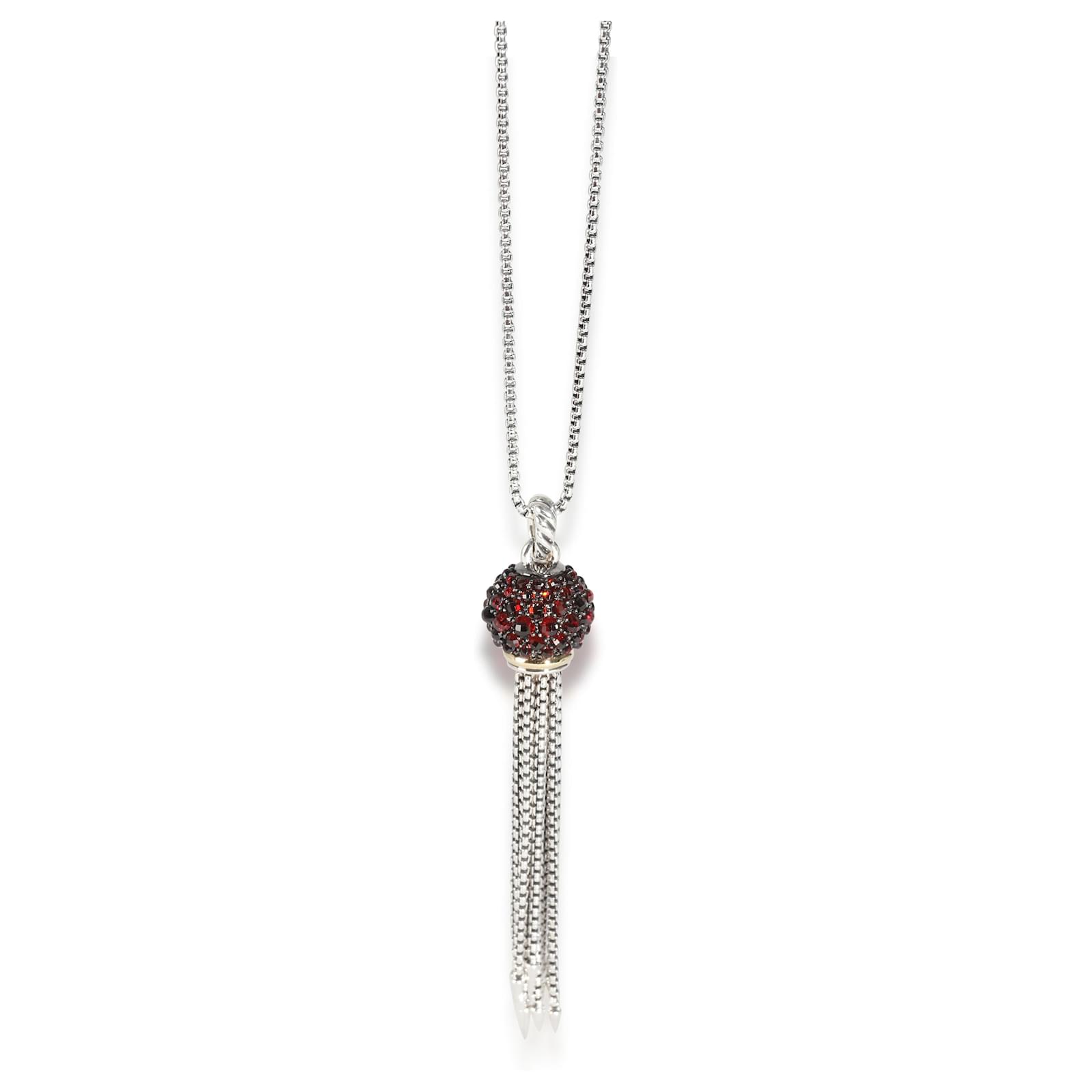 David Yurman Garnet Necklace in Sterling Silver Silvery Metallic Metal ...