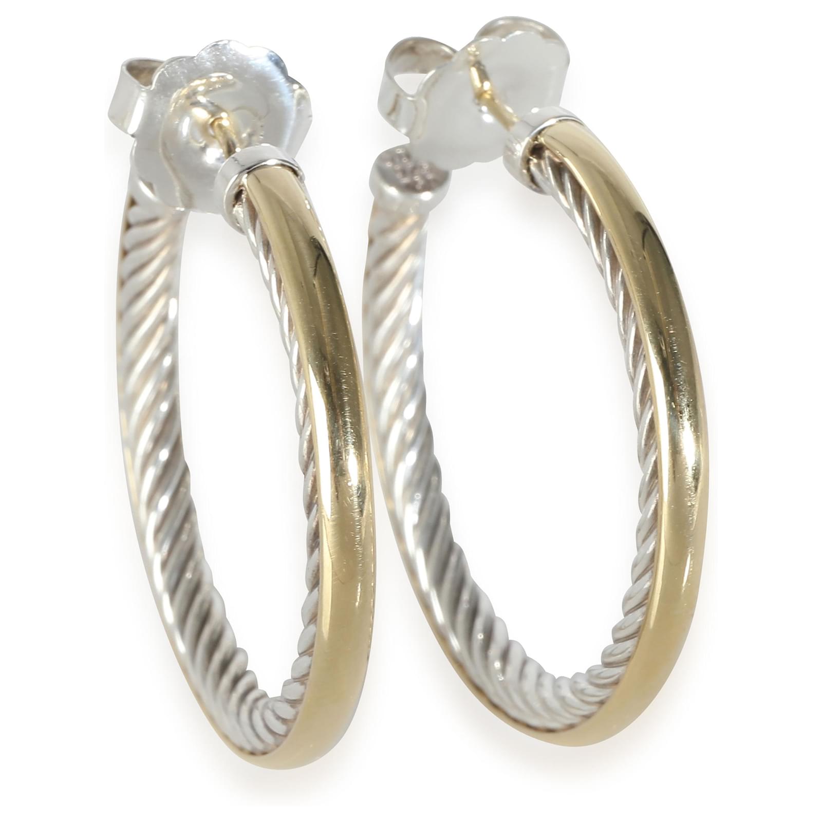 David Yurman Cable Collection Earrings in 18k Yellow Gold/Sterling ...
