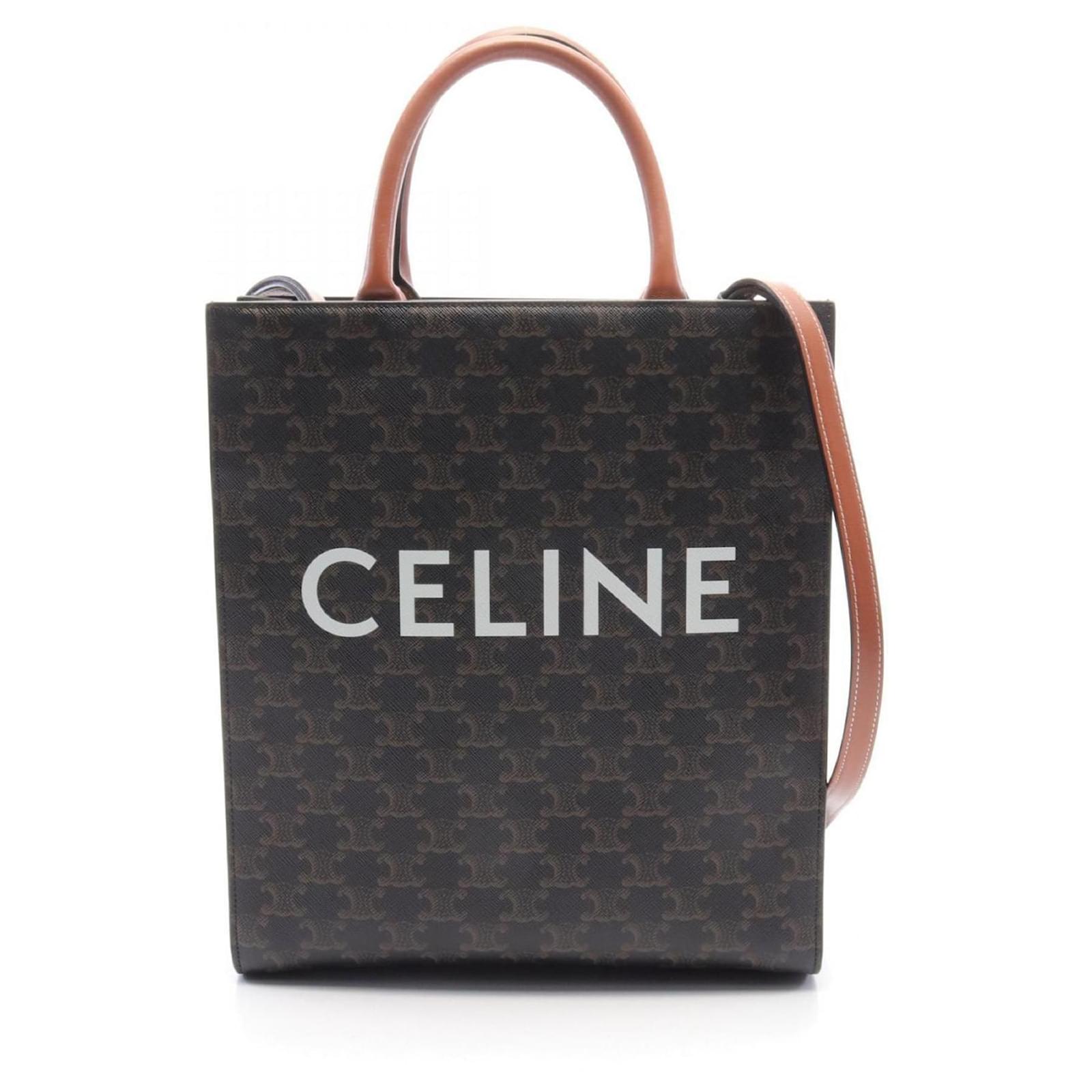 Céline Celine Small Vertical Cabas Triomphe Tote Bag Brown Plastic ref ...
