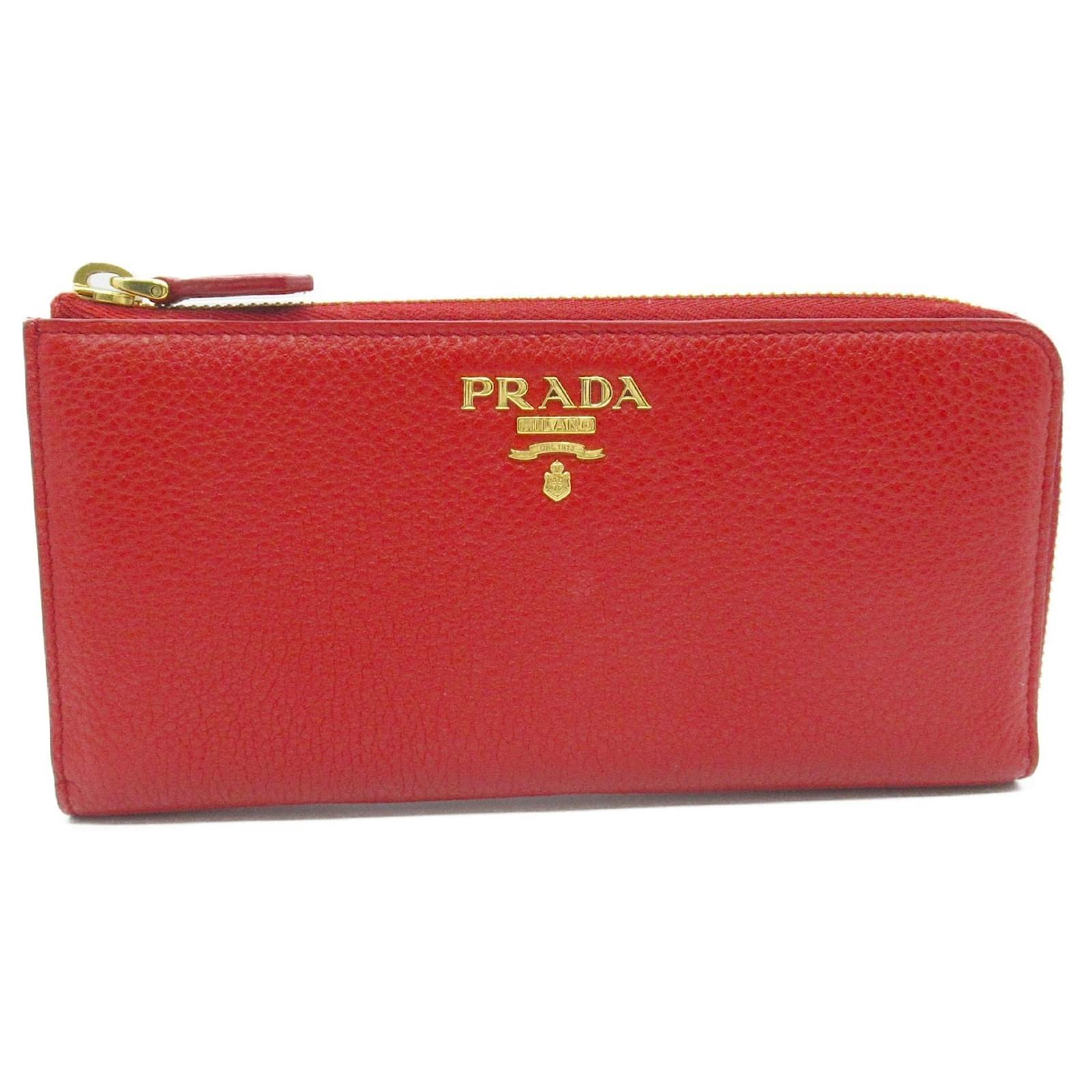 Prada Red Leather Long Wallet ref.1753811 - Joli Closet