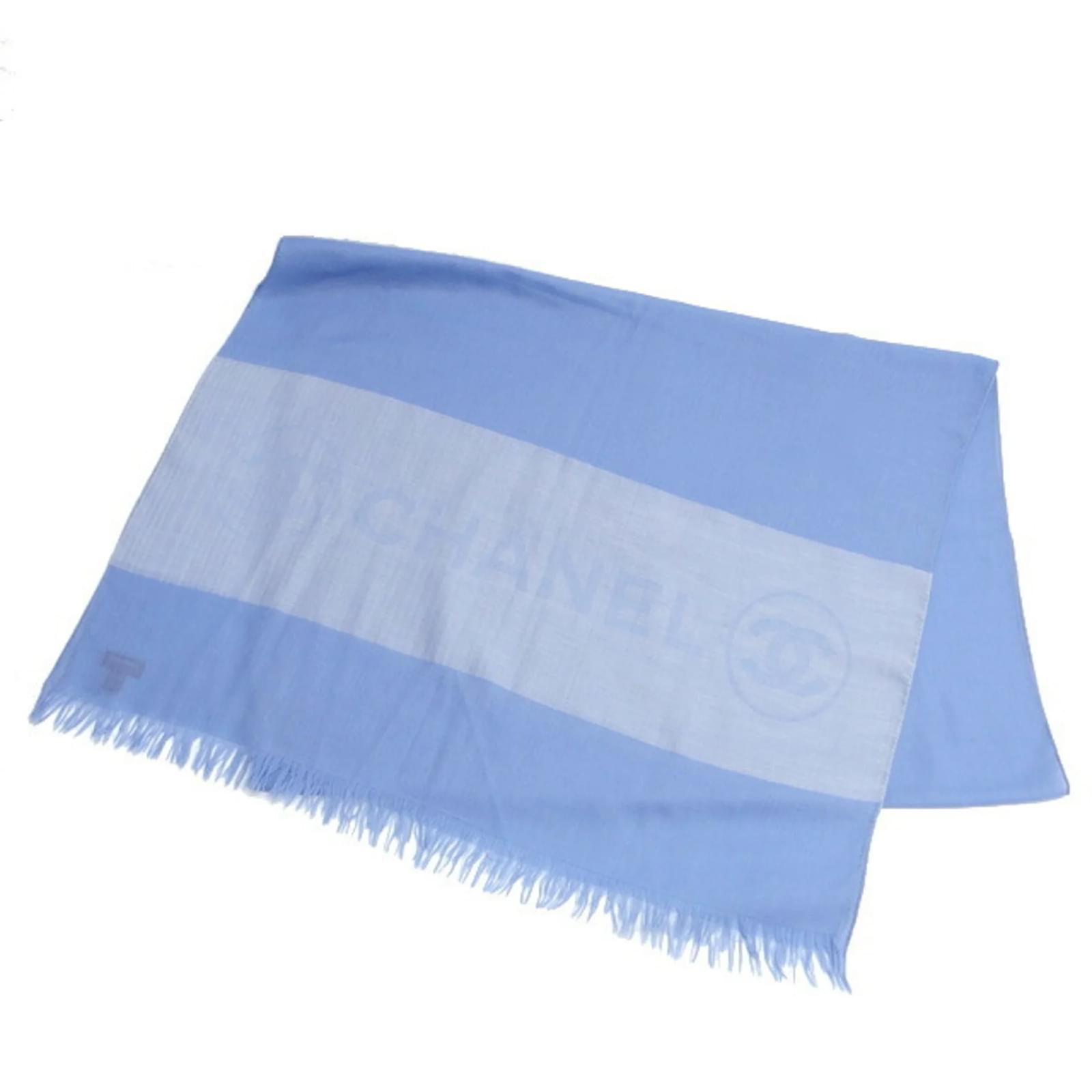 Chanel Coco Mark Large Scarf in Light Blue Cashmere ref.1754359 - Joli ...