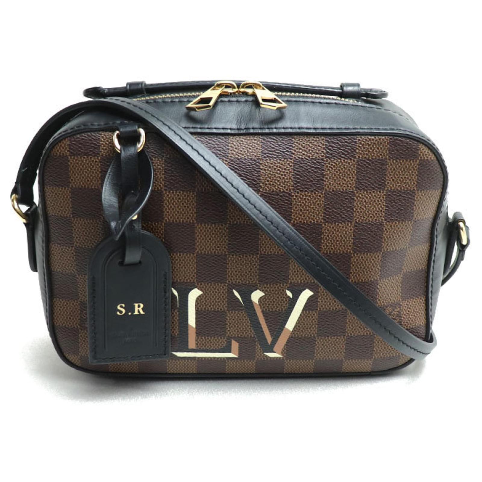 Louis Vuitton Santa Monica 2-Way Shoulder Bag Brown Black Leather Cloth ...