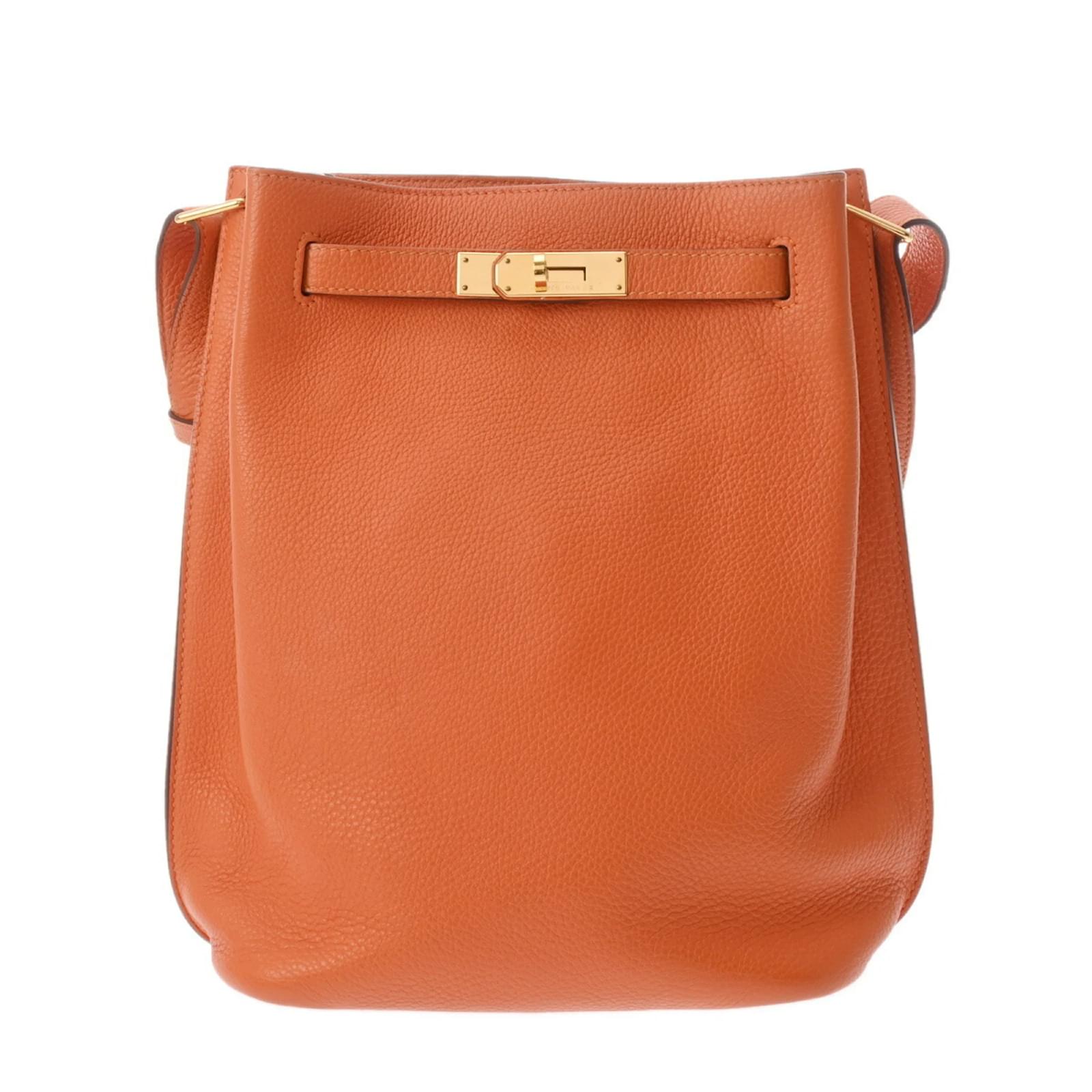 Hermès Hermes So Kelly 22 Shoulder Bag Orange Leather ref.1755632 ...