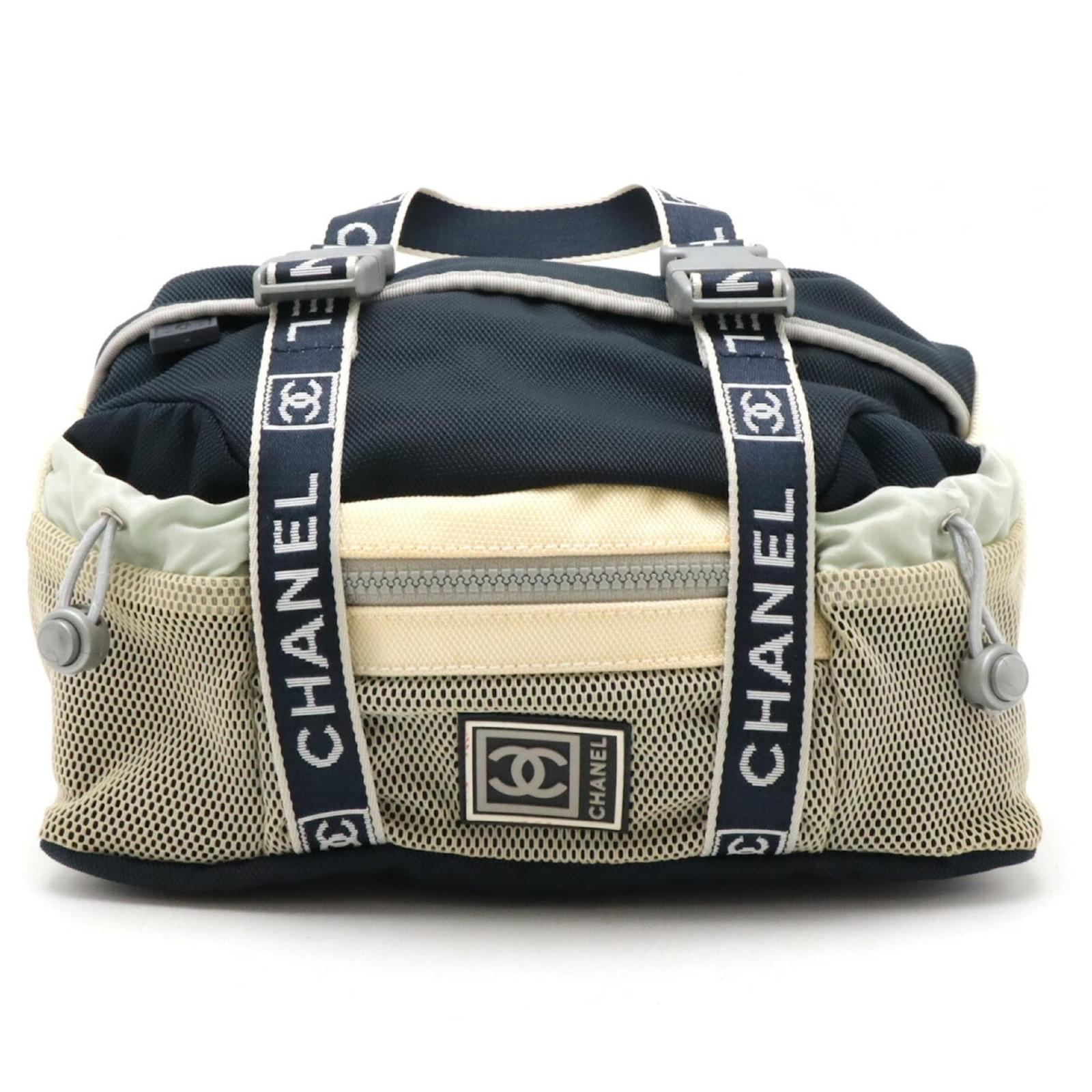 Chanel Sport Line Coco Mark Waist Bag Brown Cream Navy blue Cloth ref ...