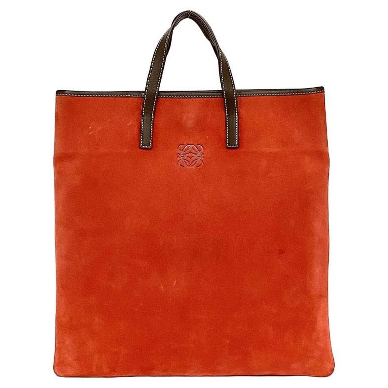 Loewe Red Brown Anagram Suede Leather Tote Bag ref.1755795 - Joli Closet