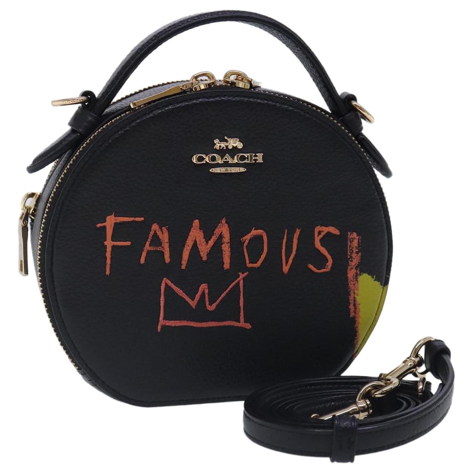 Coach Basquiat Collaboration Hand Bag Leather 2way Black Gold Auth ...
