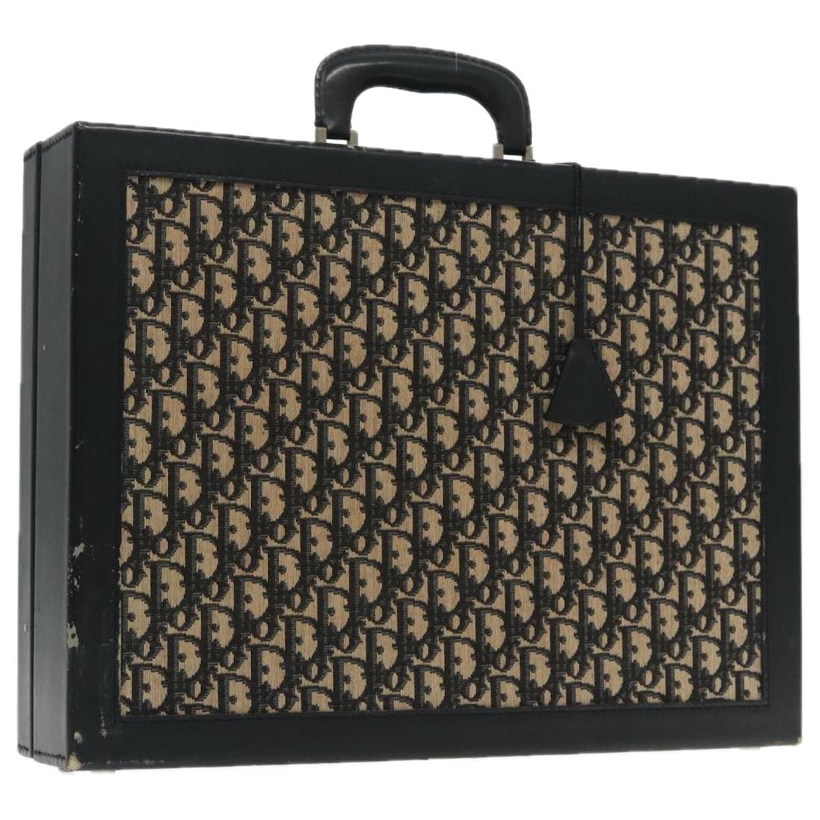 Christian Dior Trotter Canvas Trunk Navy Silver Auth 94644 Silvery Navy ...
