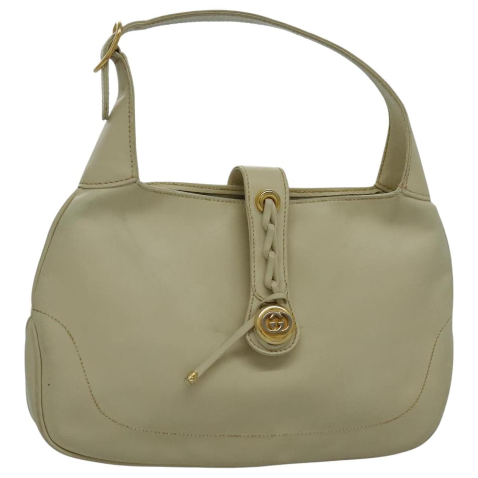 GUCCI Shoulder Bag Leather White Gold Auth 96396 Golden ref.1760709 ...