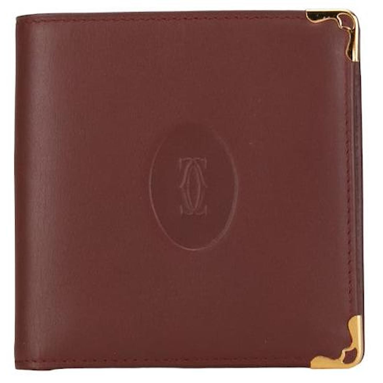 Cartier Must Line Leather Bifold Wallet Red ref.1763420 - Joli Closet