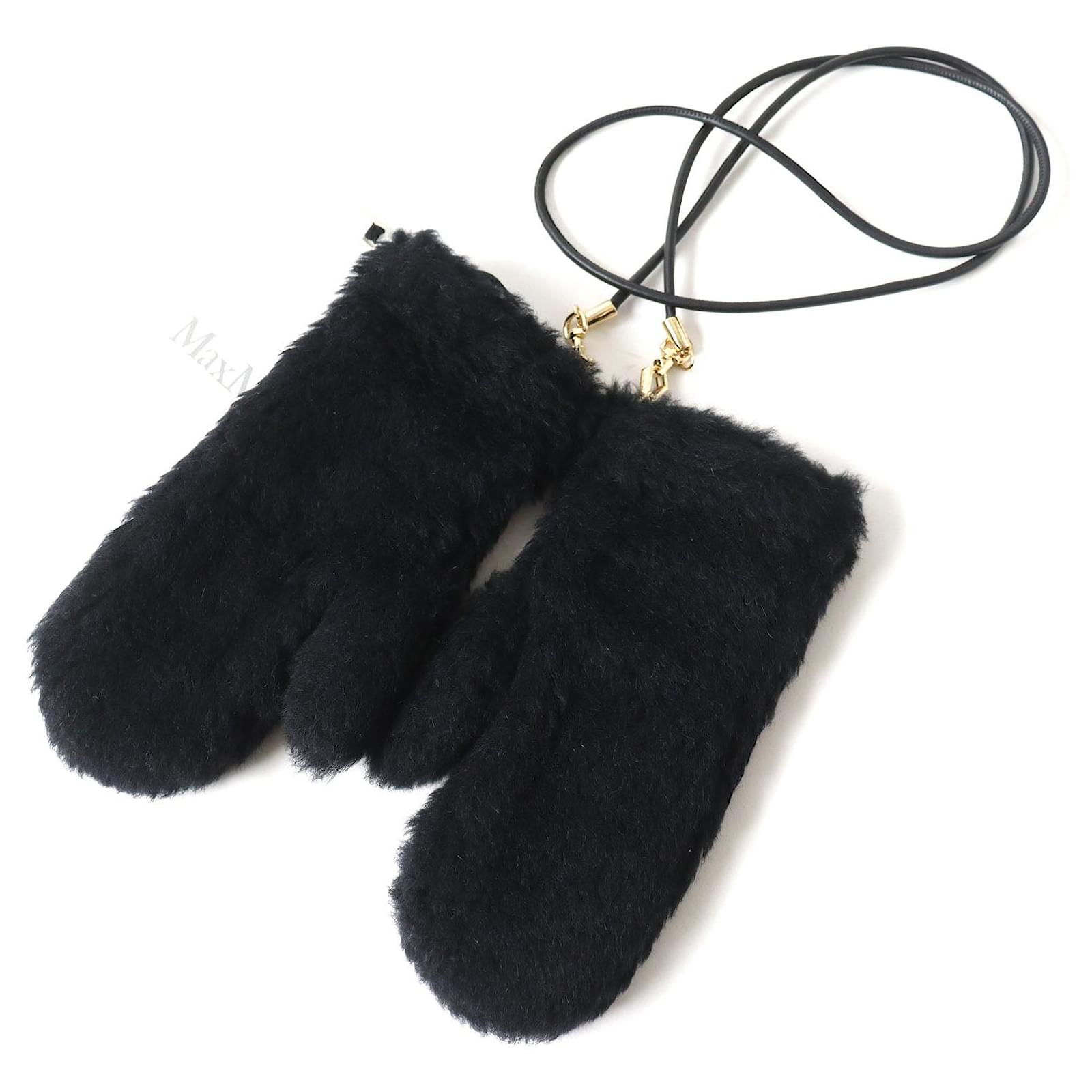 Max Mara Teddy Alpaca Wool Mittens Gloves ML Black Cloth ref.1763521 ...