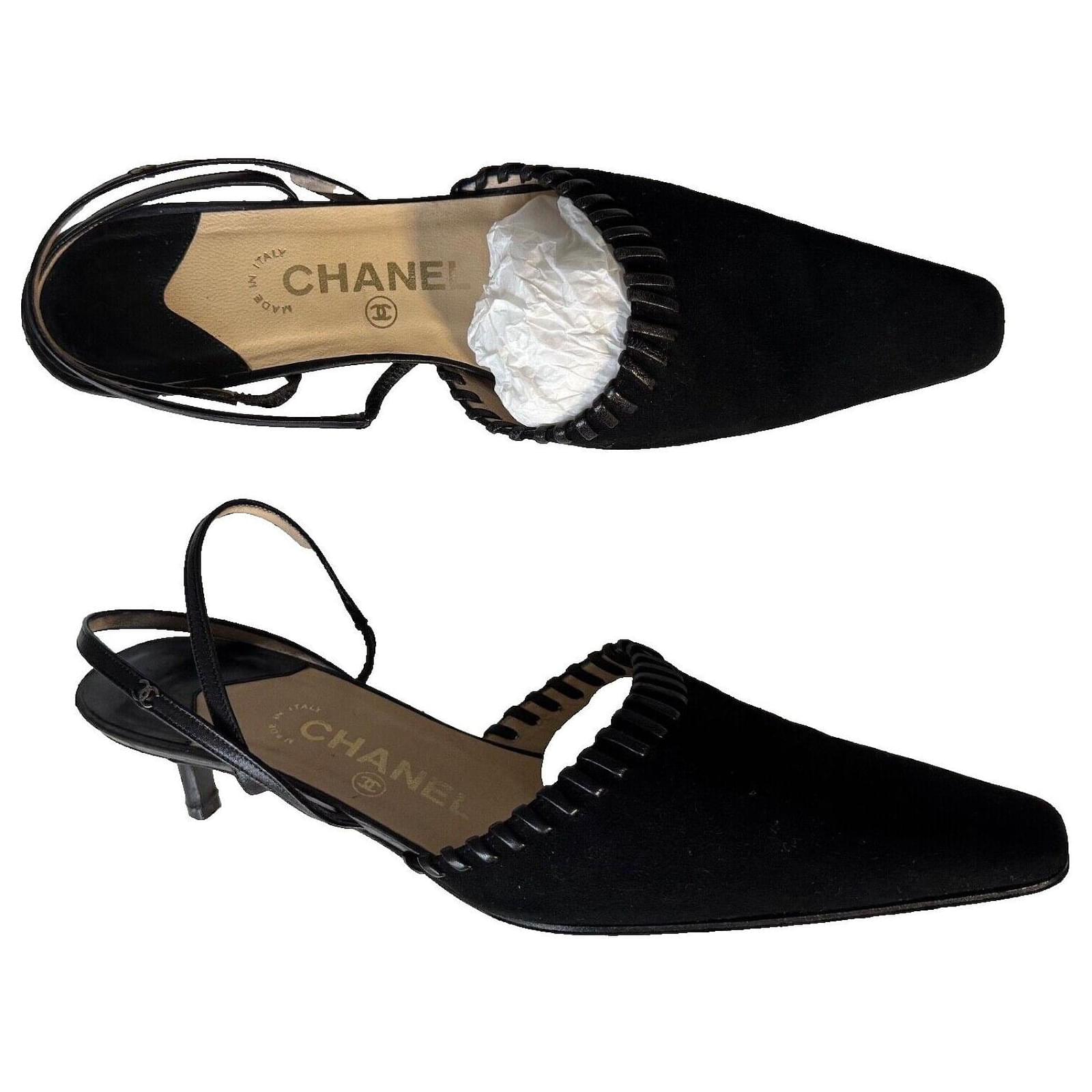 Chanel Cap Toe Slingbacks Black Leather ref.1765144 - Joli Closet
