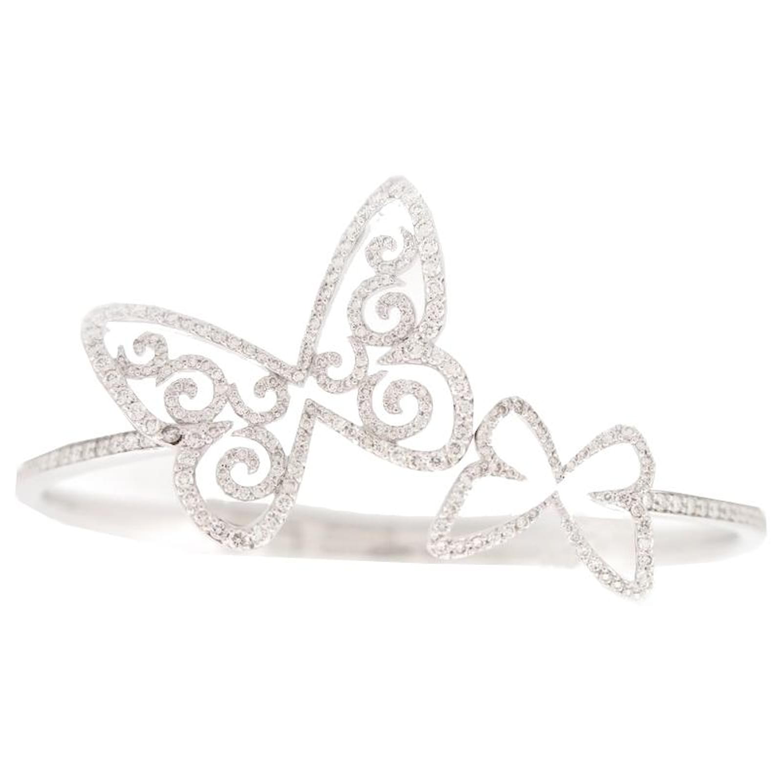 MESSIKA BUTTERFLY ARABESQUE BUTTERFLY DUETTO WHITE GOLD & DIAMONDS STRAP Silvery ref.1769255 ...