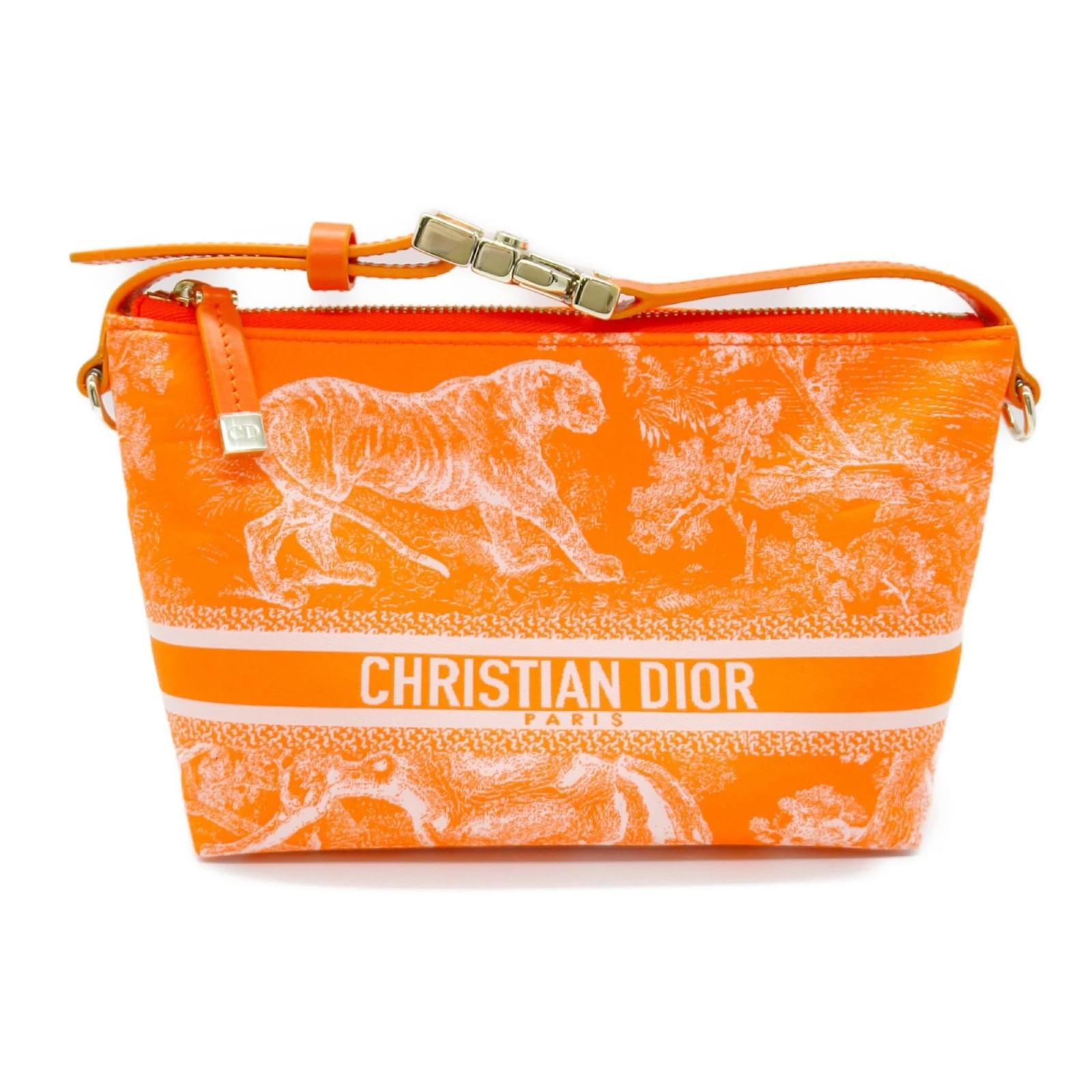 Christian Dior Dior Travel Nomad Pouch Orange Leather Cloth ref.1773948 ...