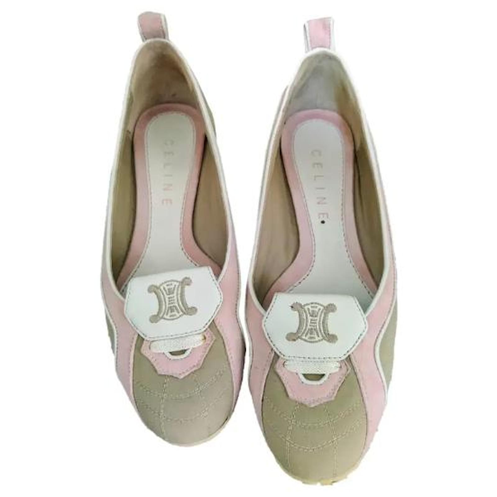 Céline Ballet flats Pink Beige Leather Silk ref.1775399 - Joli Closet