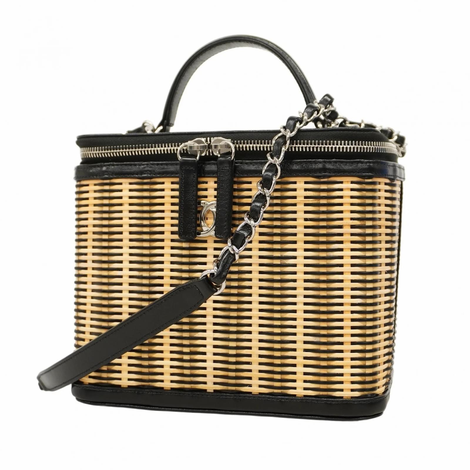 Chanel Vanity Bag Rattan in Black and Beige ref.1775984 - Joli Closet