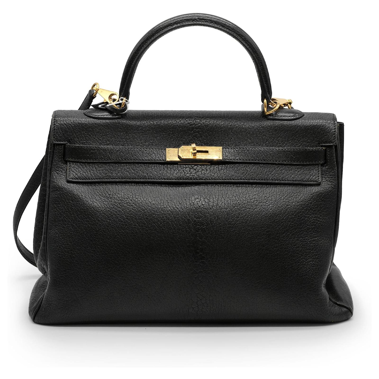 Hermès Kelly 35 Black Leather Bag ref.1783409 - Joli Closet