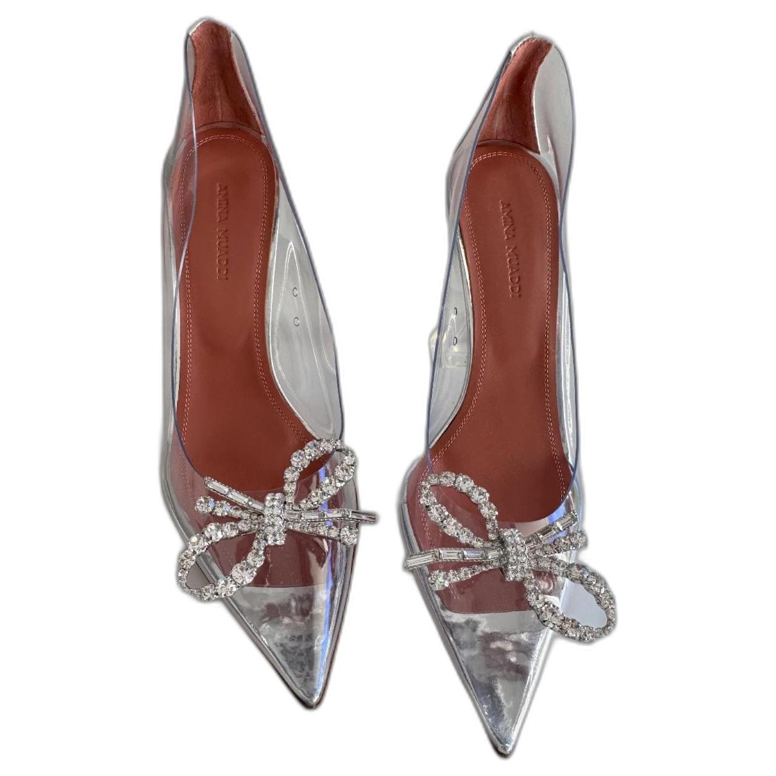 Amina Muaddi model Rosie Silvery Plastic ref.1784128 - Joli Closet