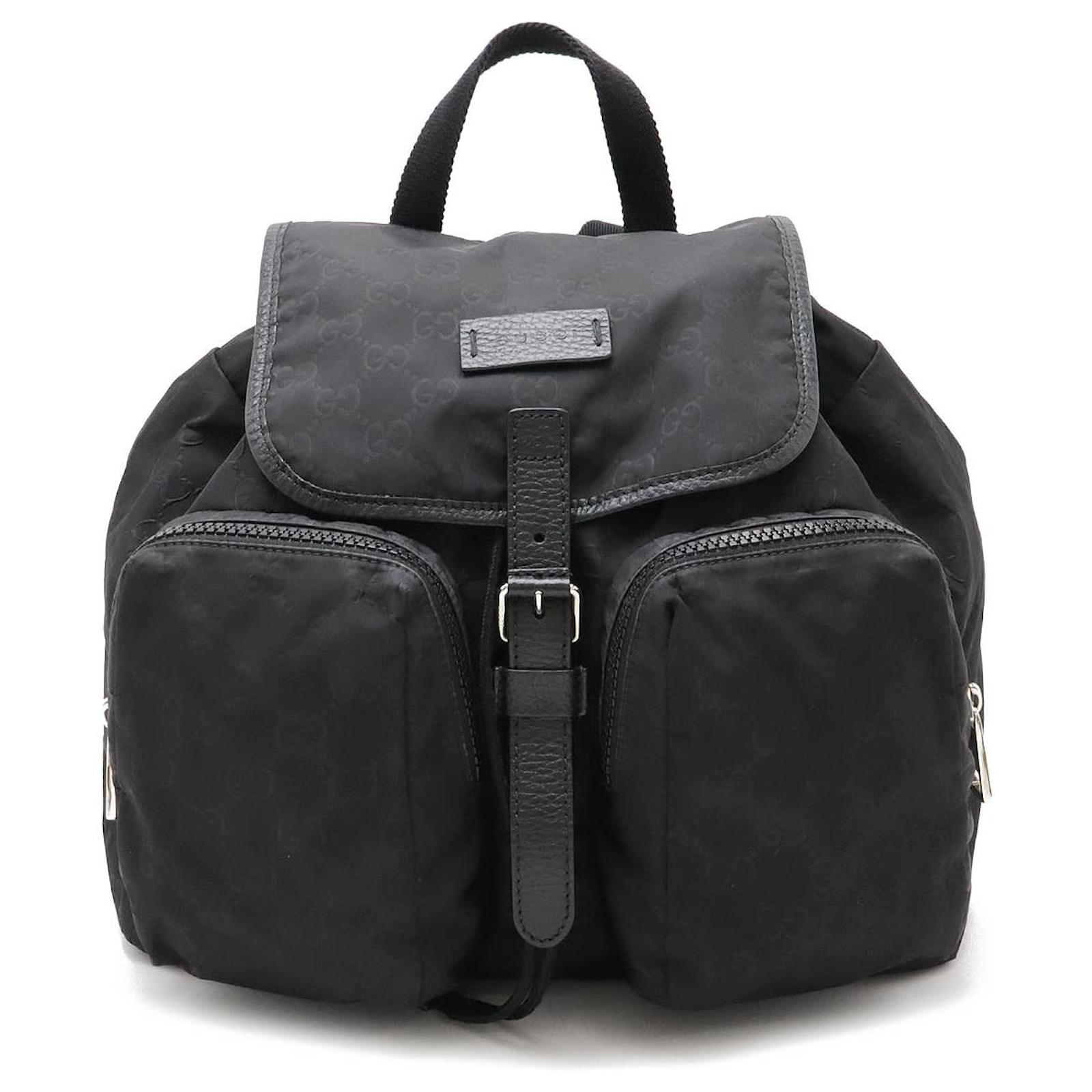 Gucci Nylon Leather Backpack Black Cloth ref.1786532 - Joli Closet