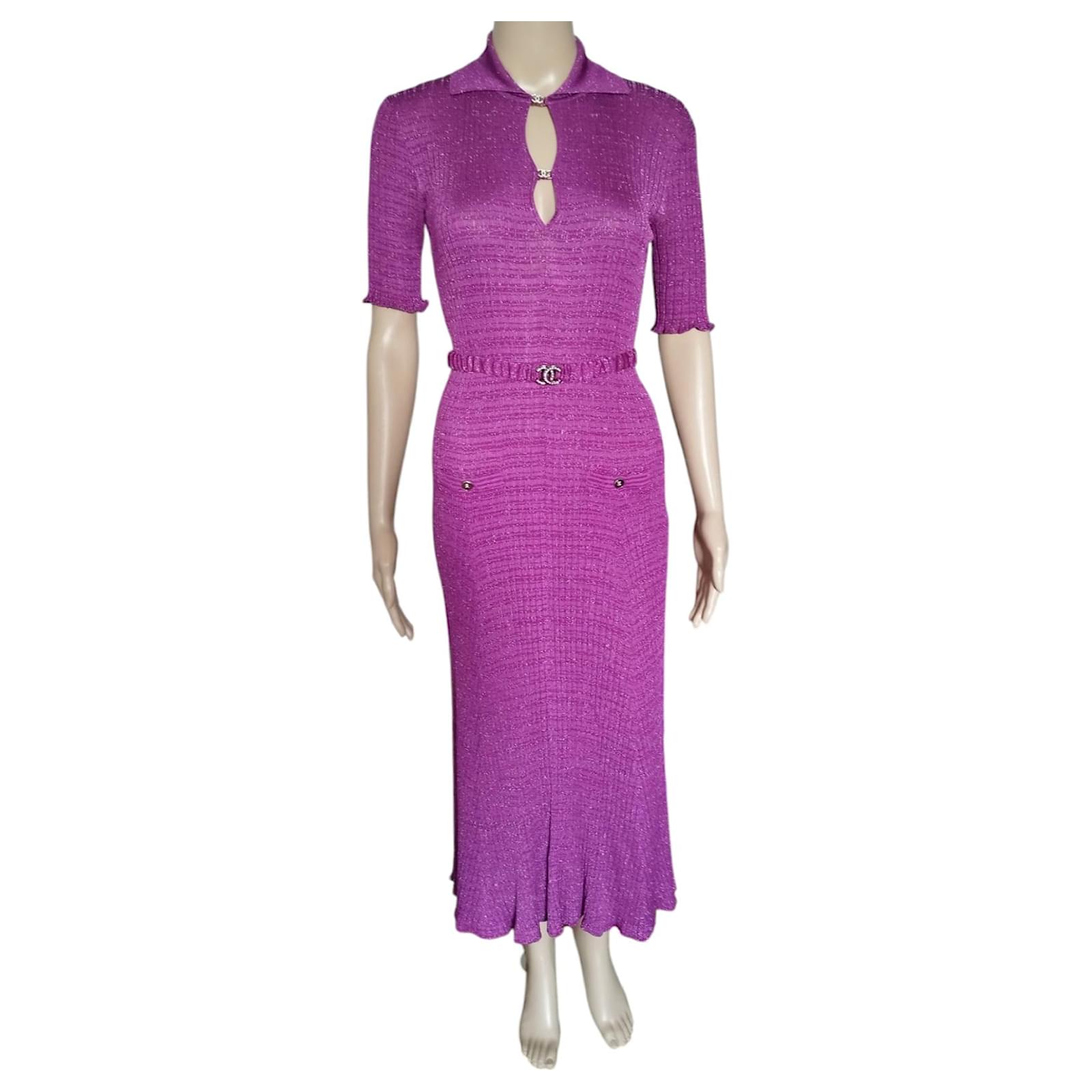 Chanel dress in purple knit - collection 22P Viscose ref.1788307 - Joli ...