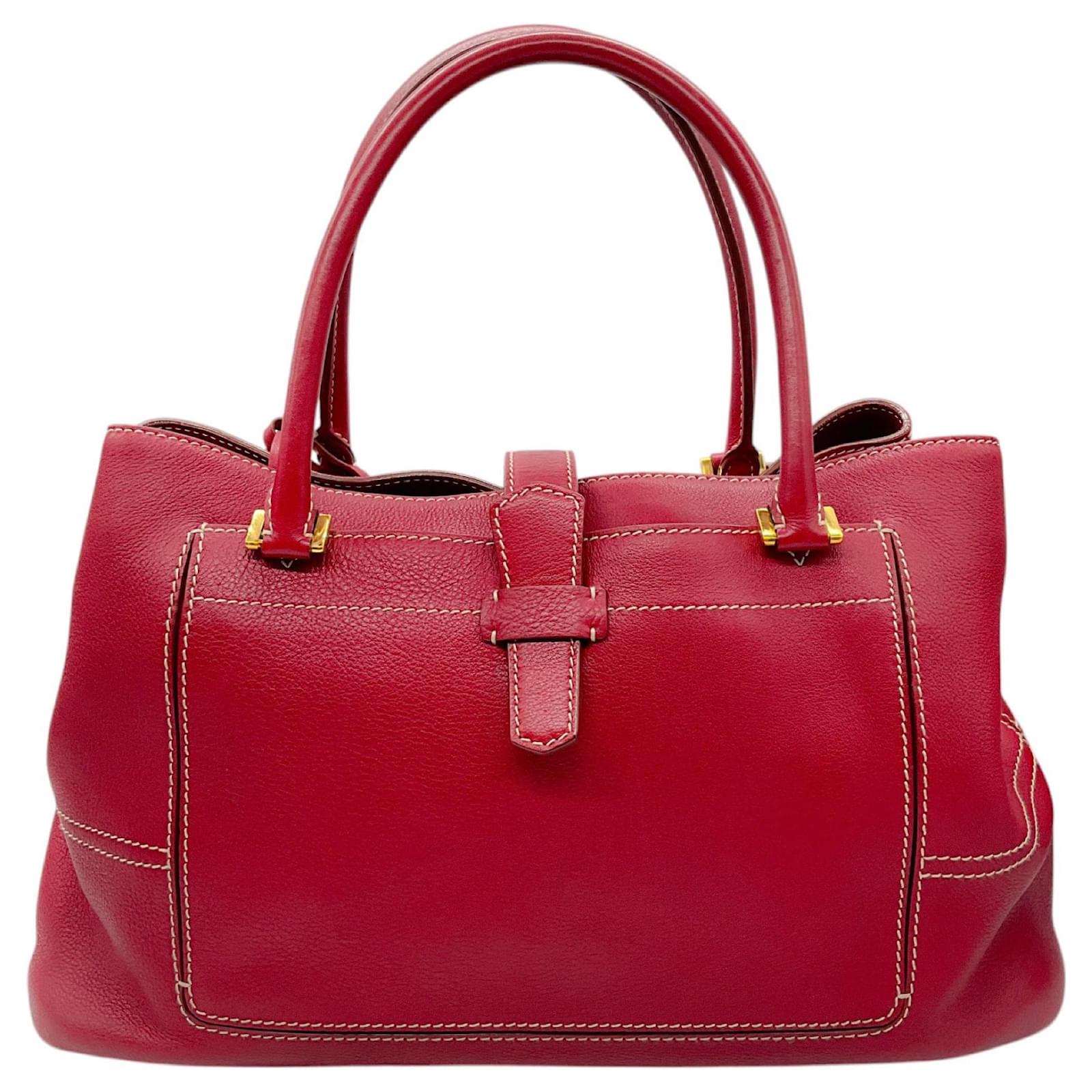Loro Piana Red Leather Bellevue Handbag ref.1788412 - Joli Closet