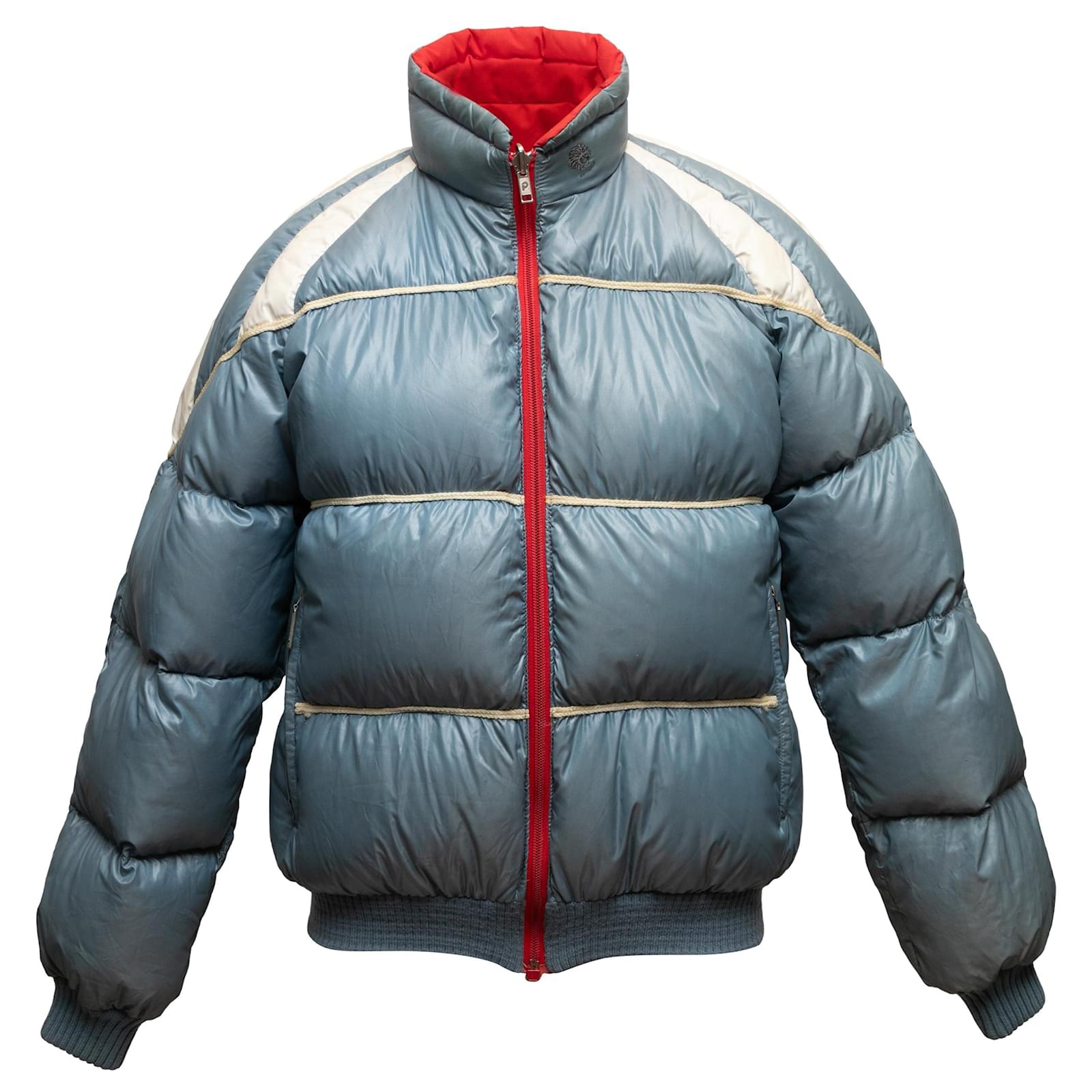 Vintage Light Blue & Red Moncler Reverisble Down Puffer Jacket Size US ...
