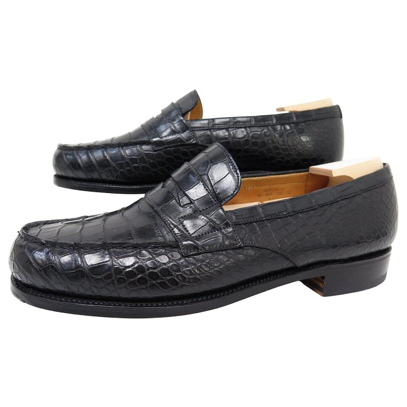 NINE SHOES JM WESTON LOAFERS 180 7C 41 FINE CROC LEATHER SHOE TREE ...