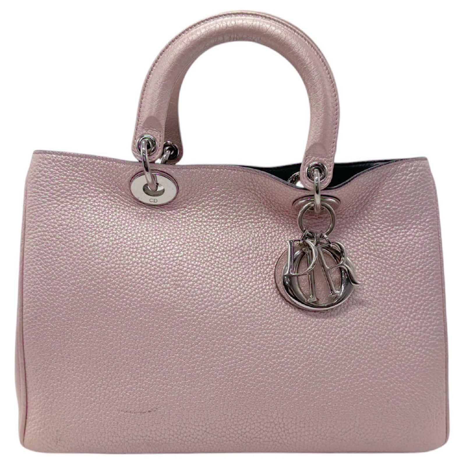 Christian Dior Metallic Pink Handbag Silvery Leather ref.1790340 - Joli ...